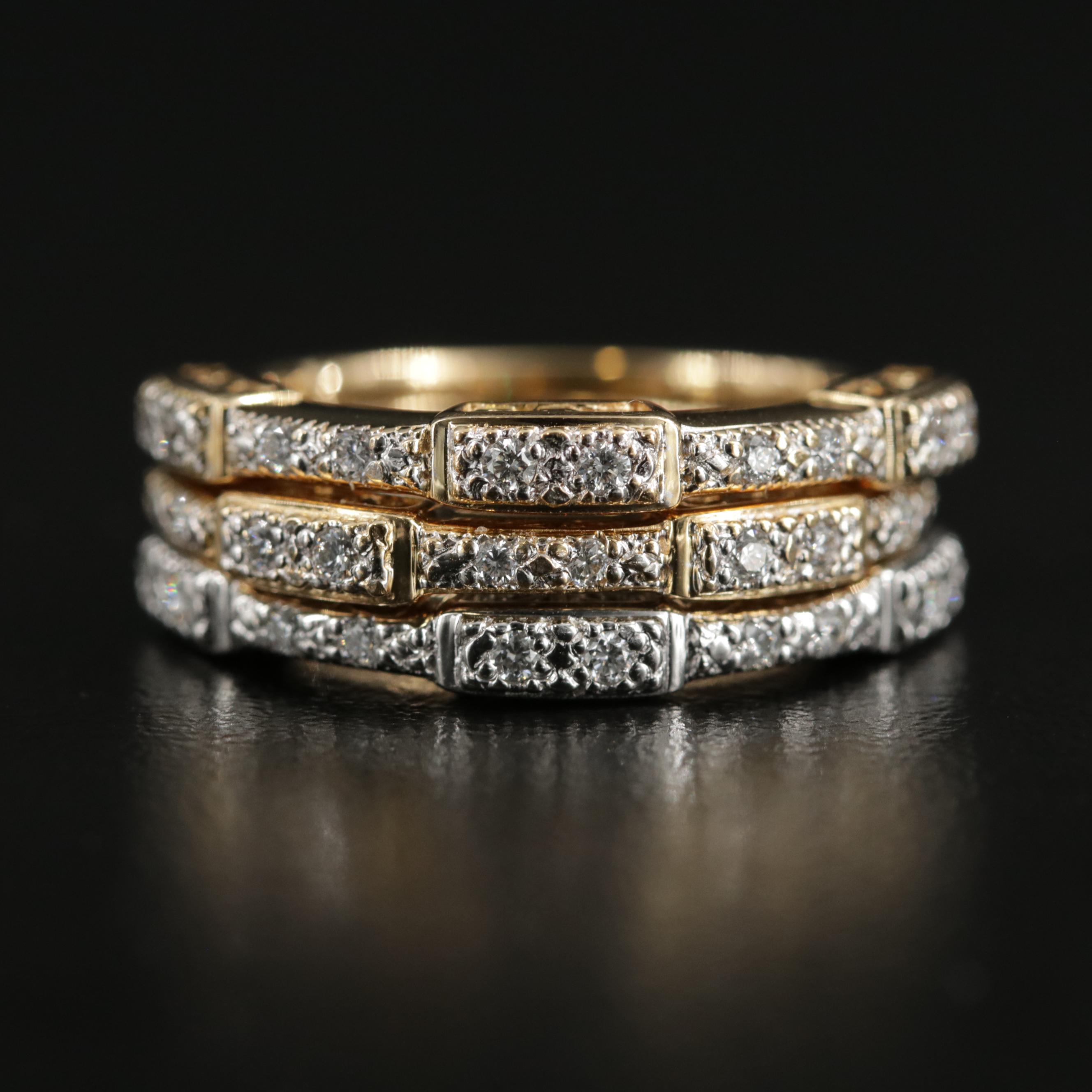 18K Gold Diamond Stacking Rings | EBTH