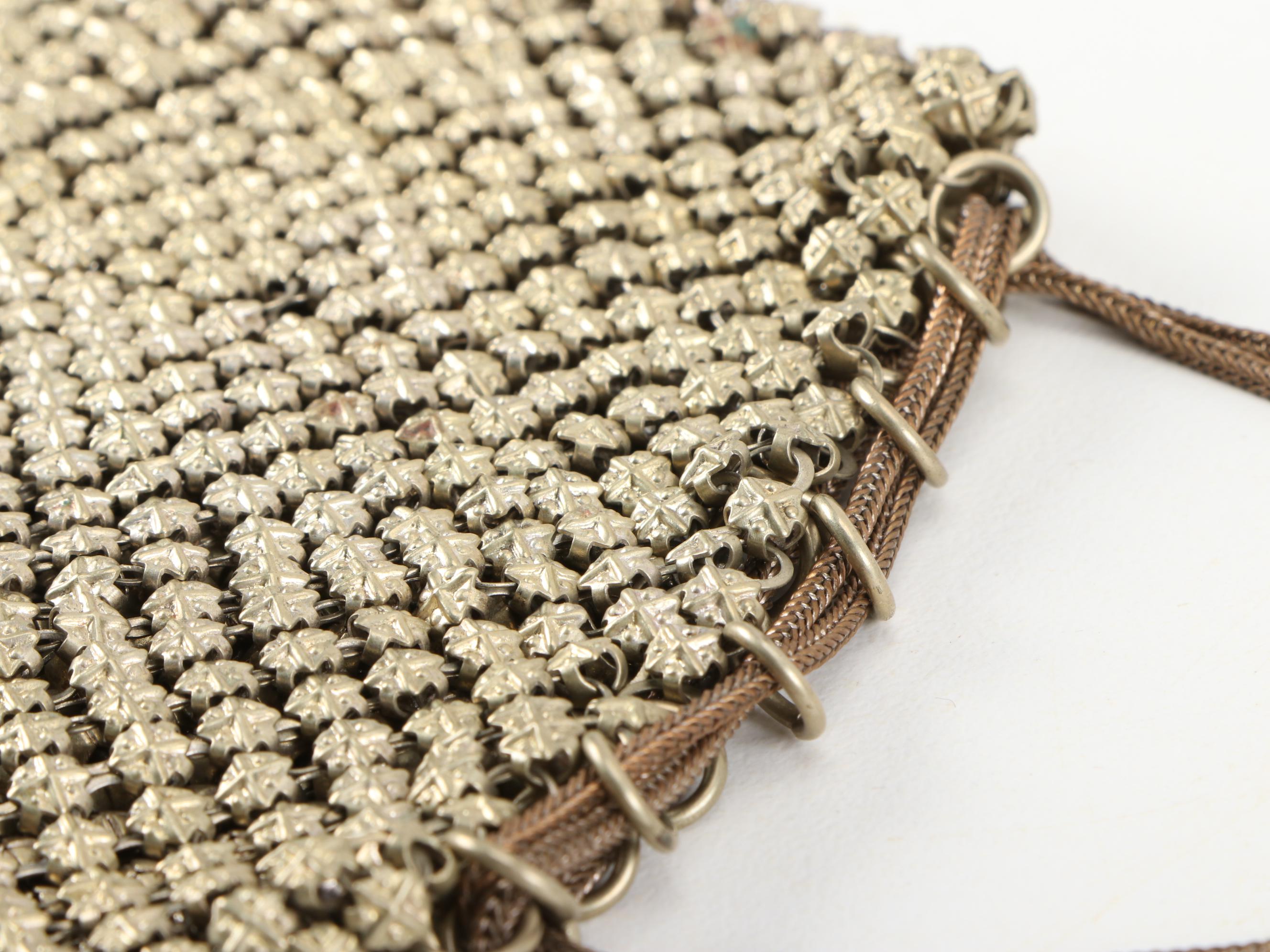 Gold Tone Embossed Metal Mesh Drawstring Dancer's Bag with Openwork ...