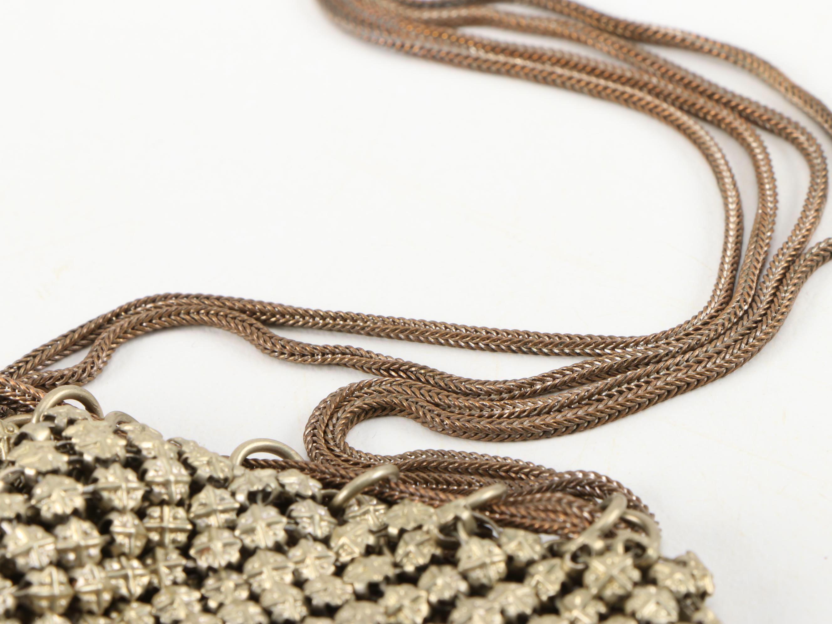 Gold Tone Embossed Metal Mesh Drawstring Dancer's Bag with Openwork ...