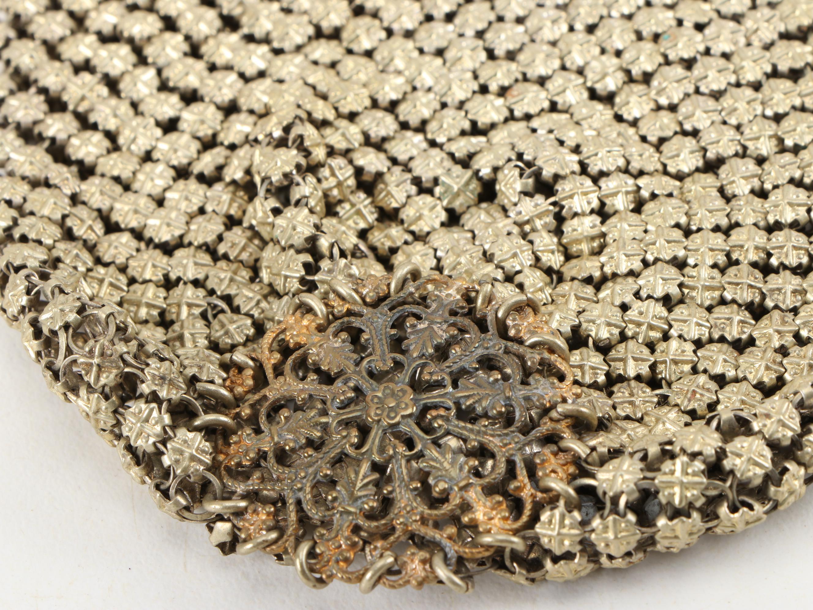 Gold Tone Embossed Metal Mesh Drawstring Dancer's Bag with Openwork ...