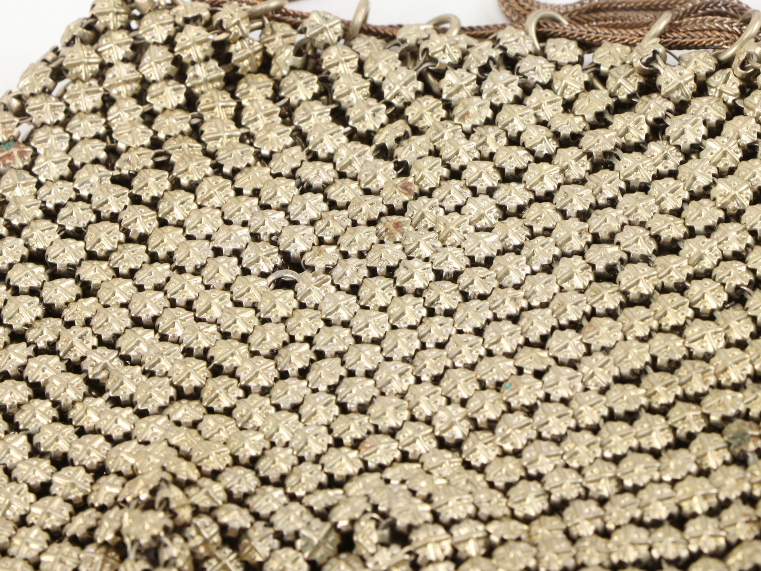 Gold Tone Embossed Metal Mesh Drawstring Dancer's Bag with Openwork ...