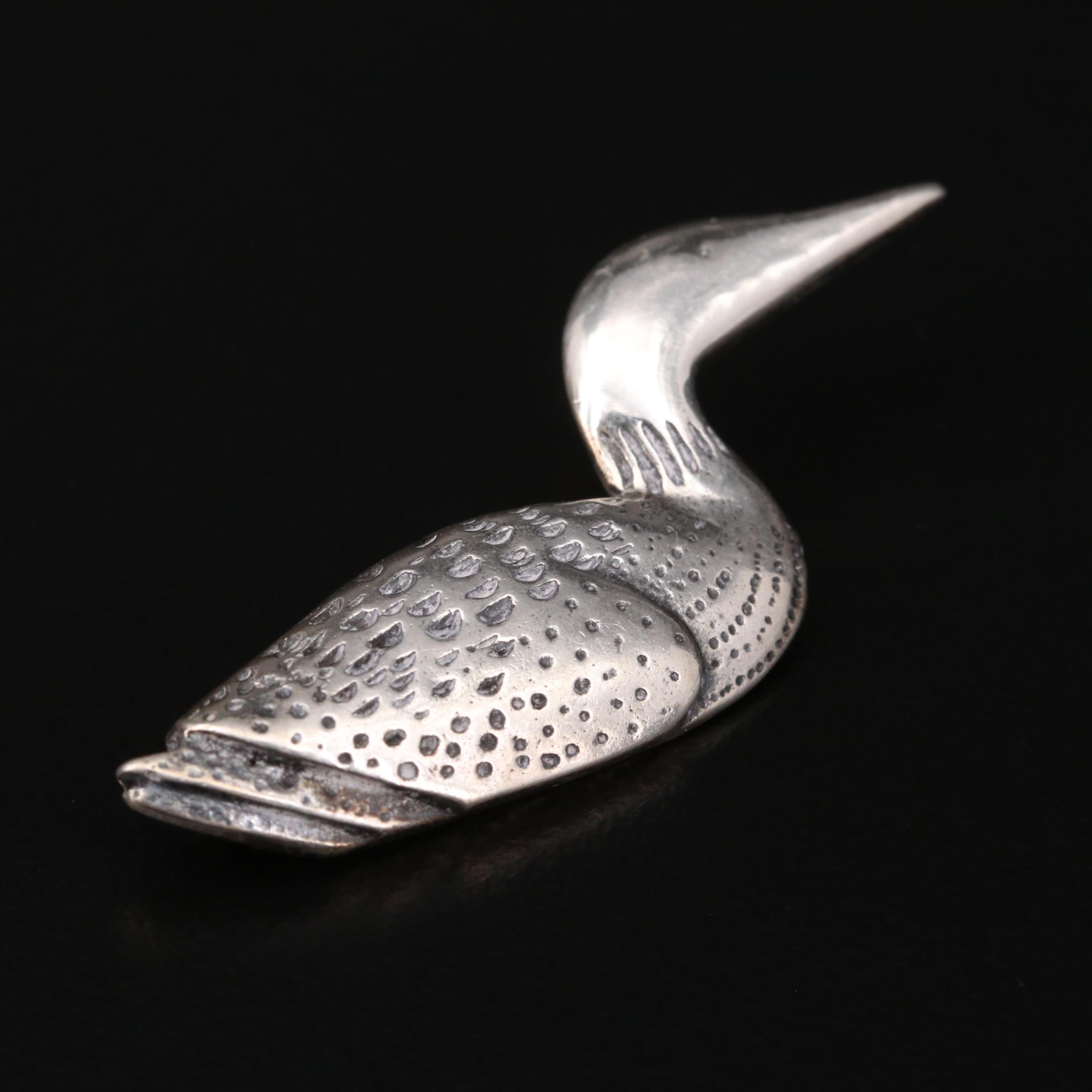 Sterling Silver Loon Brooch | EBTH