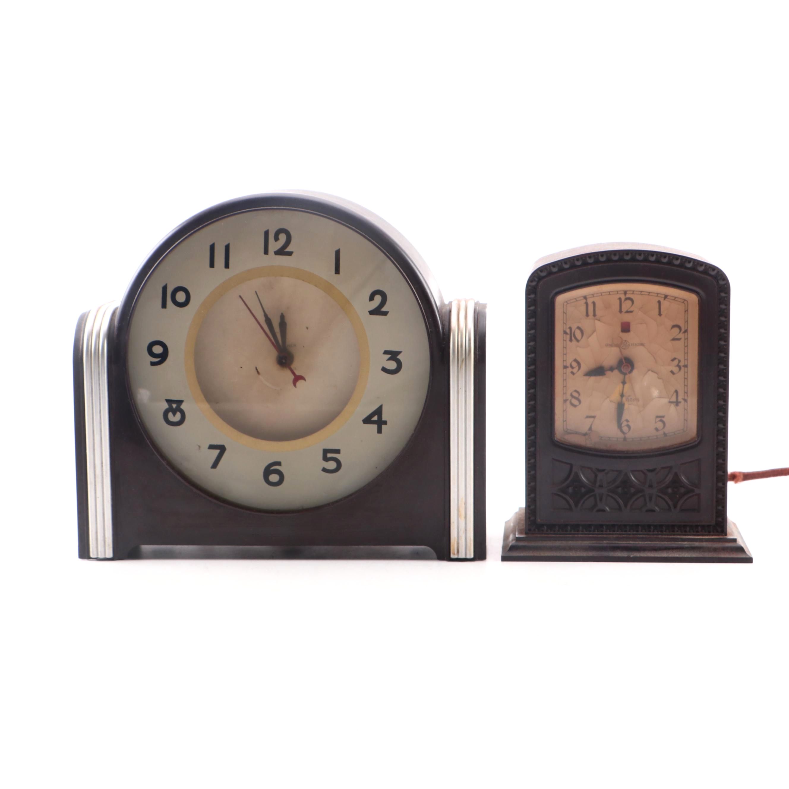 Lackner Neon and GE Telechrom Electric Art Deco Style Desk Clocks ...