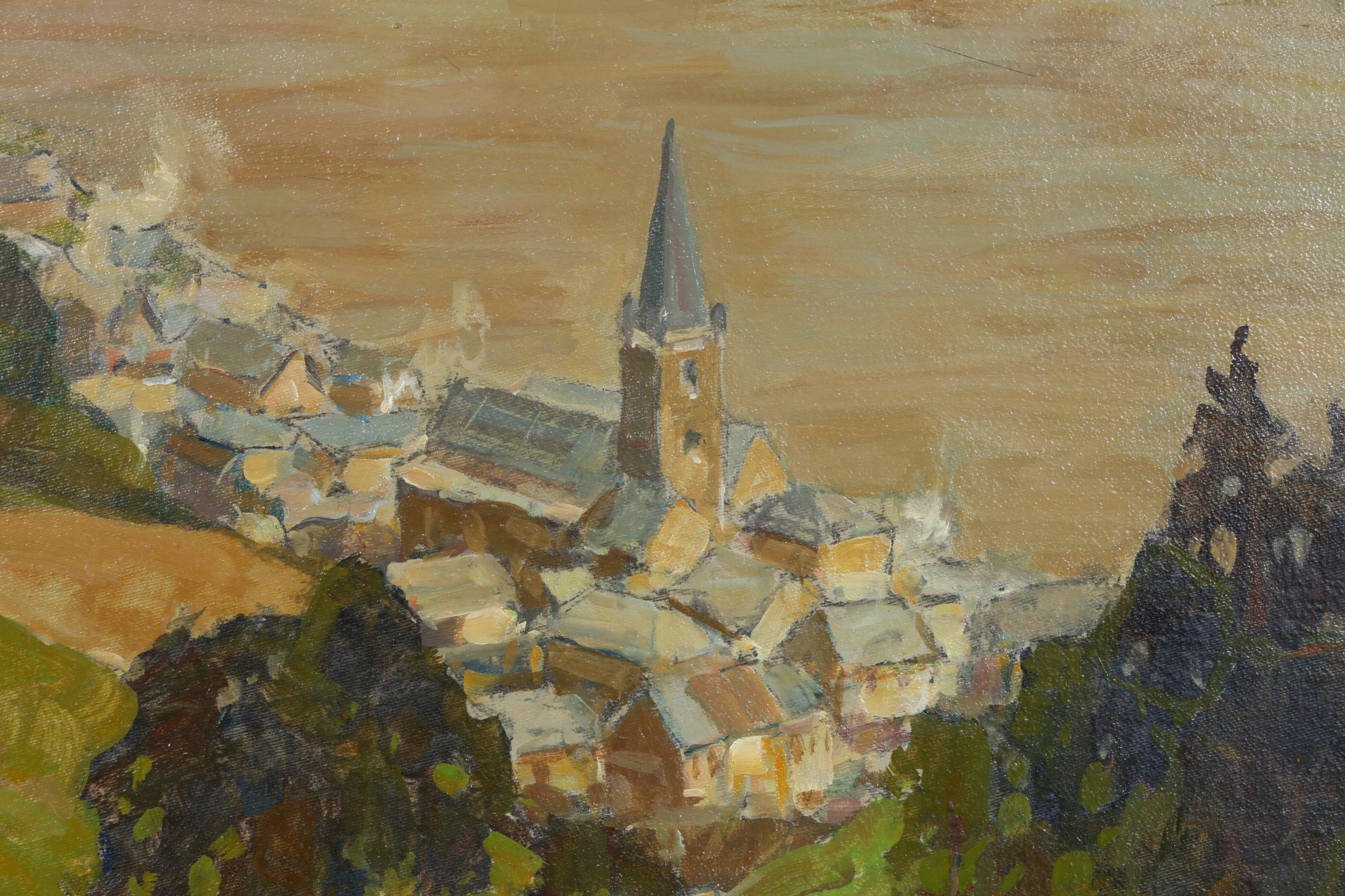 Erich Mercker Oil Painting "Rhein mit Lorch", Early 20th Century | EBTH