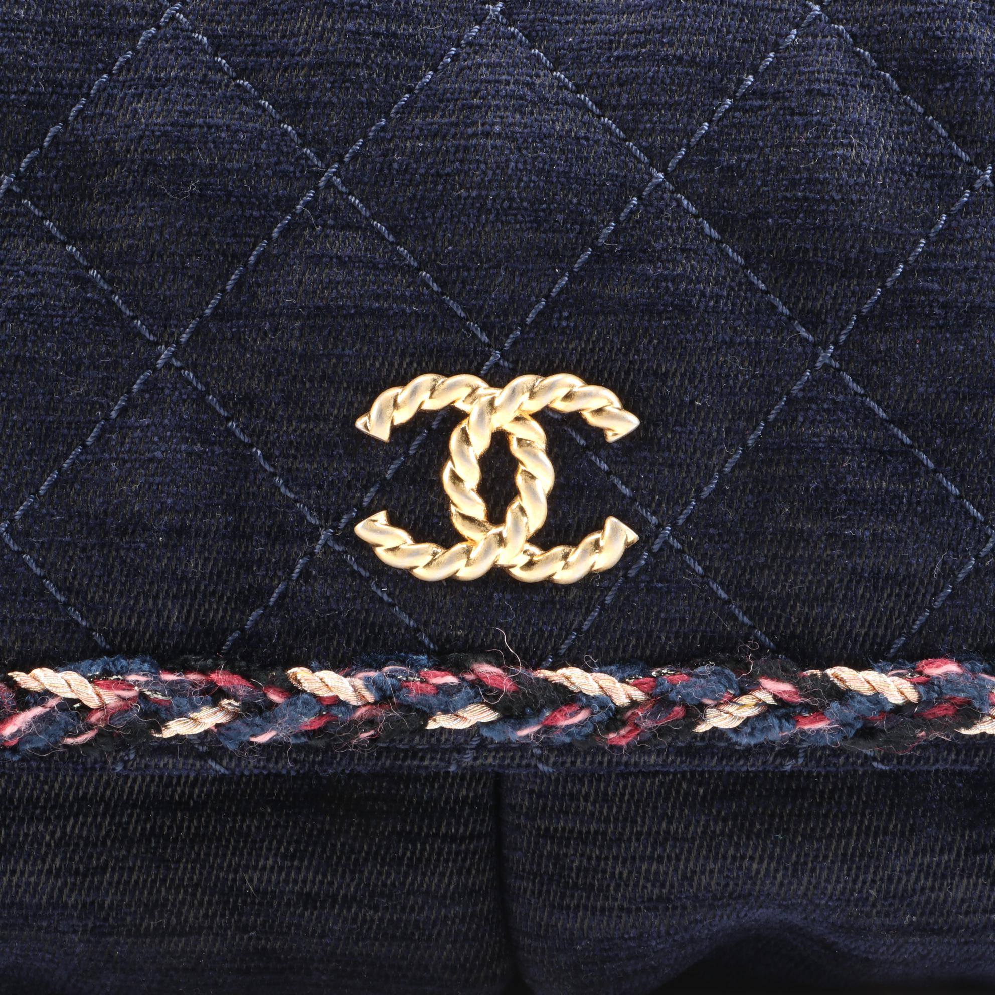 Chanel Paris Quilted Cosmopolite Stroller in Navy Wool Velvet | EBTH