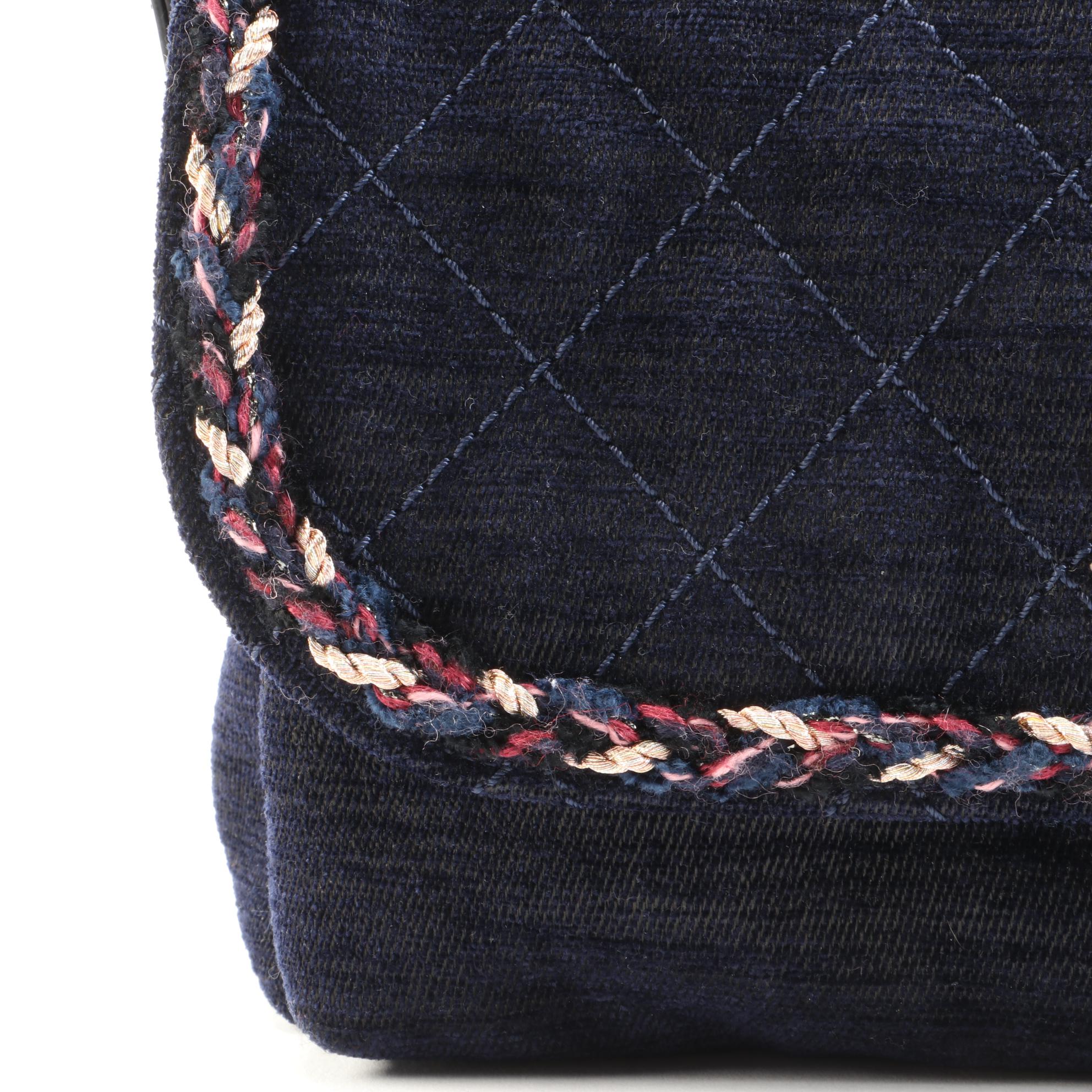 Chanel Paris Quilted Cosmopolite Stroller in Navy Wool Velvet | EBTH