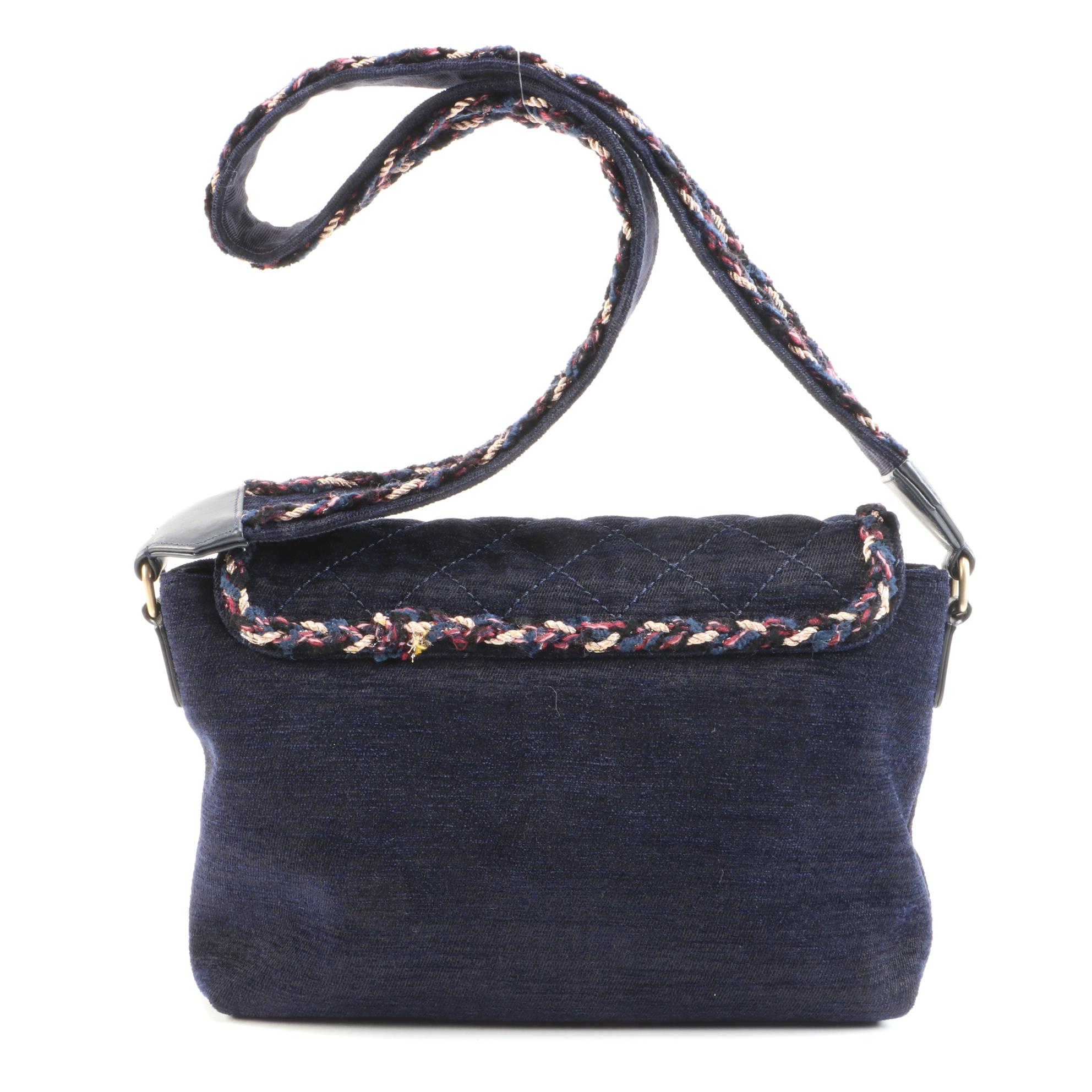 Chanel Paris Quilted Cosmopolite Stroller in Navy Wool Velvet | EBTH