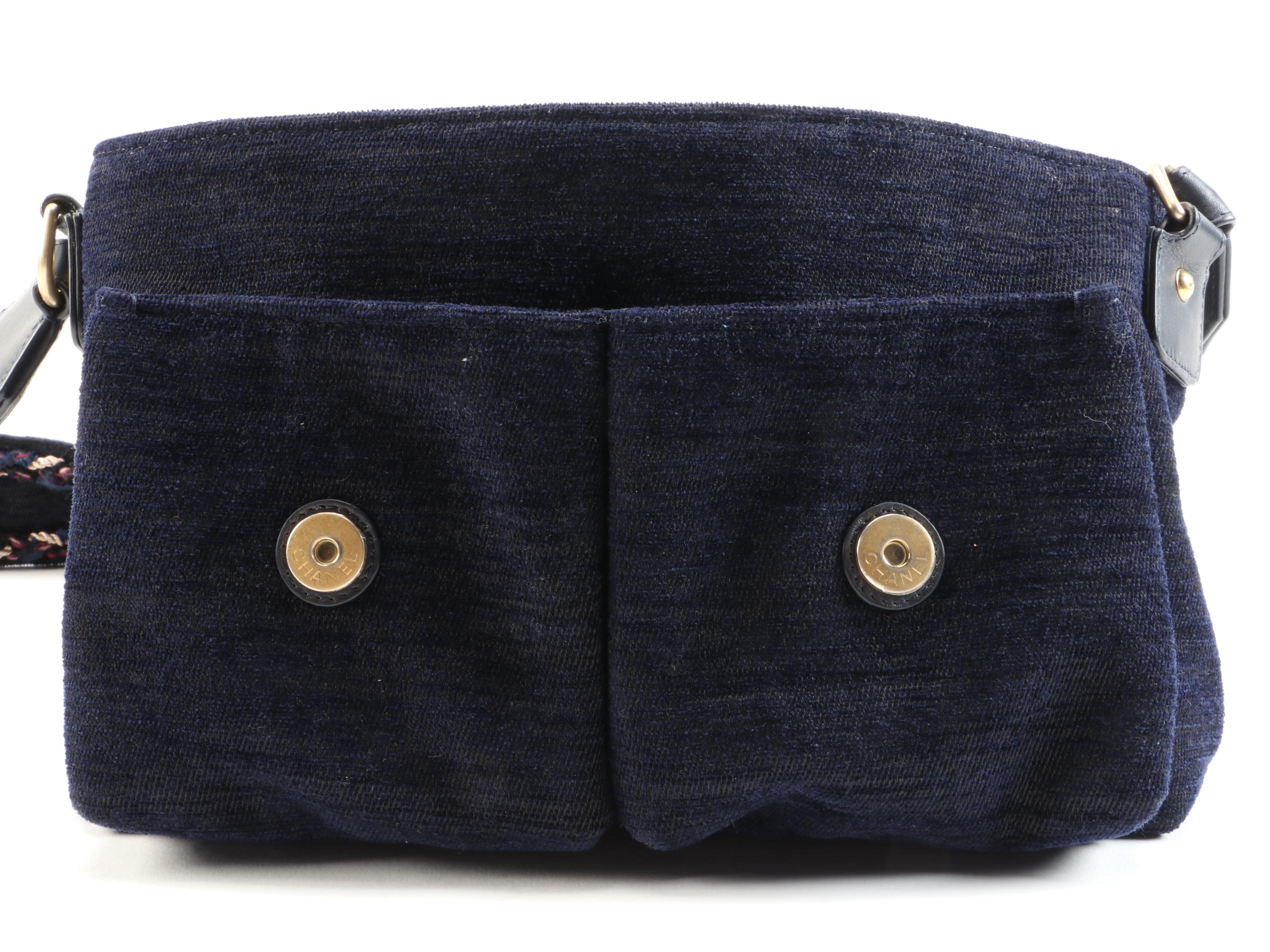 Chanel Paris Quilted Cosmopolite Stroller in Navy Wool Velvet | EBTH