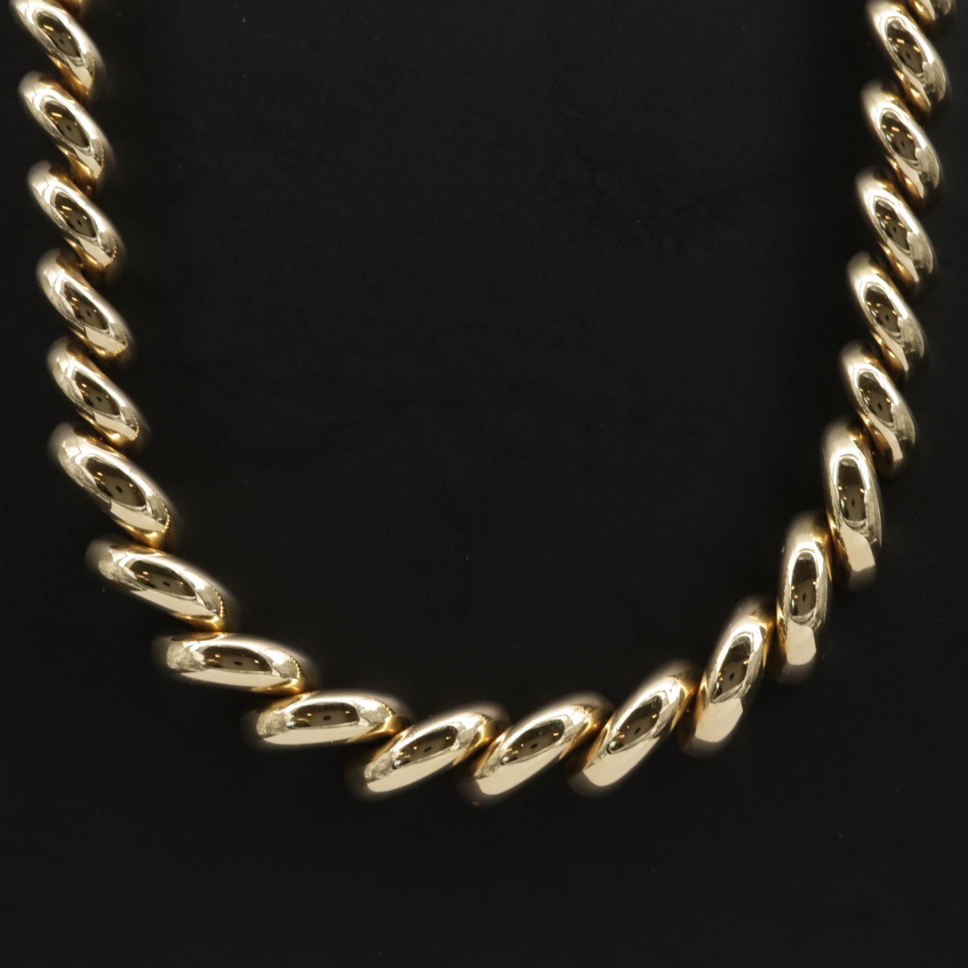 14K Gold Graduated San Marco Chain Necklace | EBTH