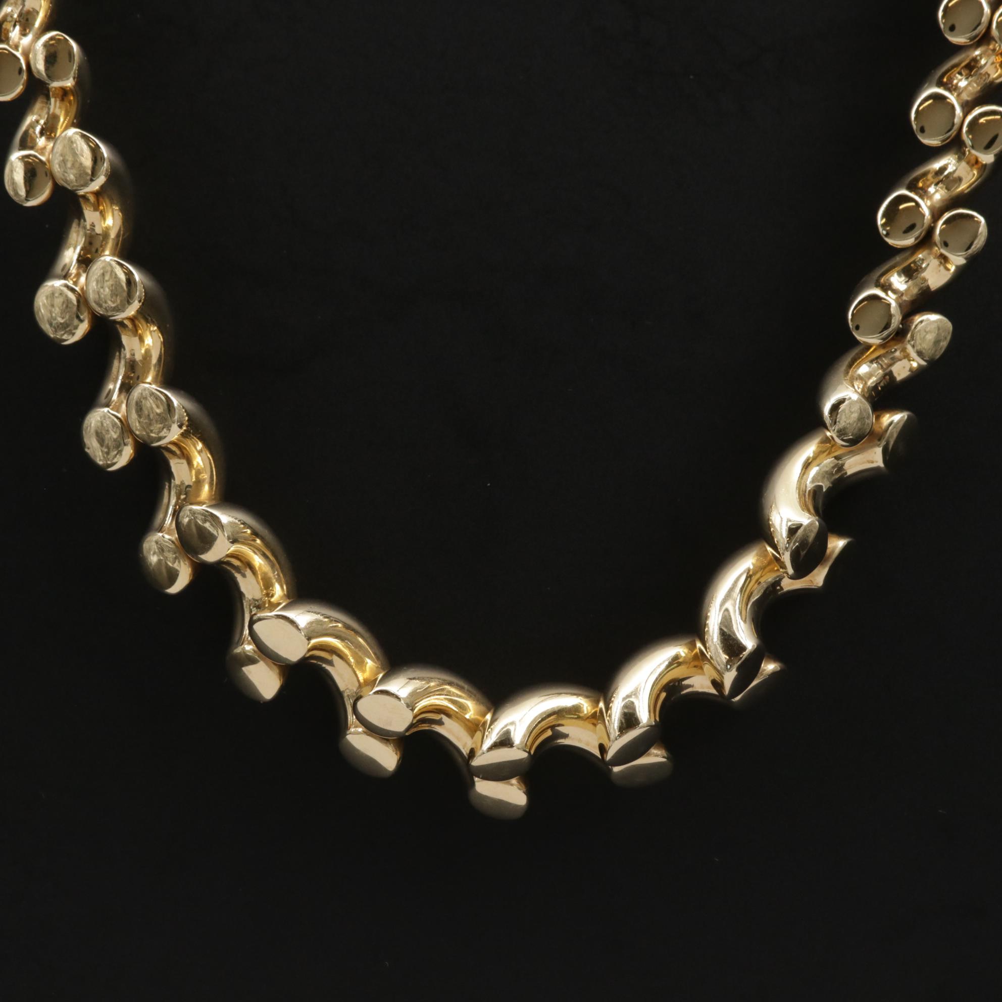 14K Gold Graduated San Marco Chain Necklace | EBTH