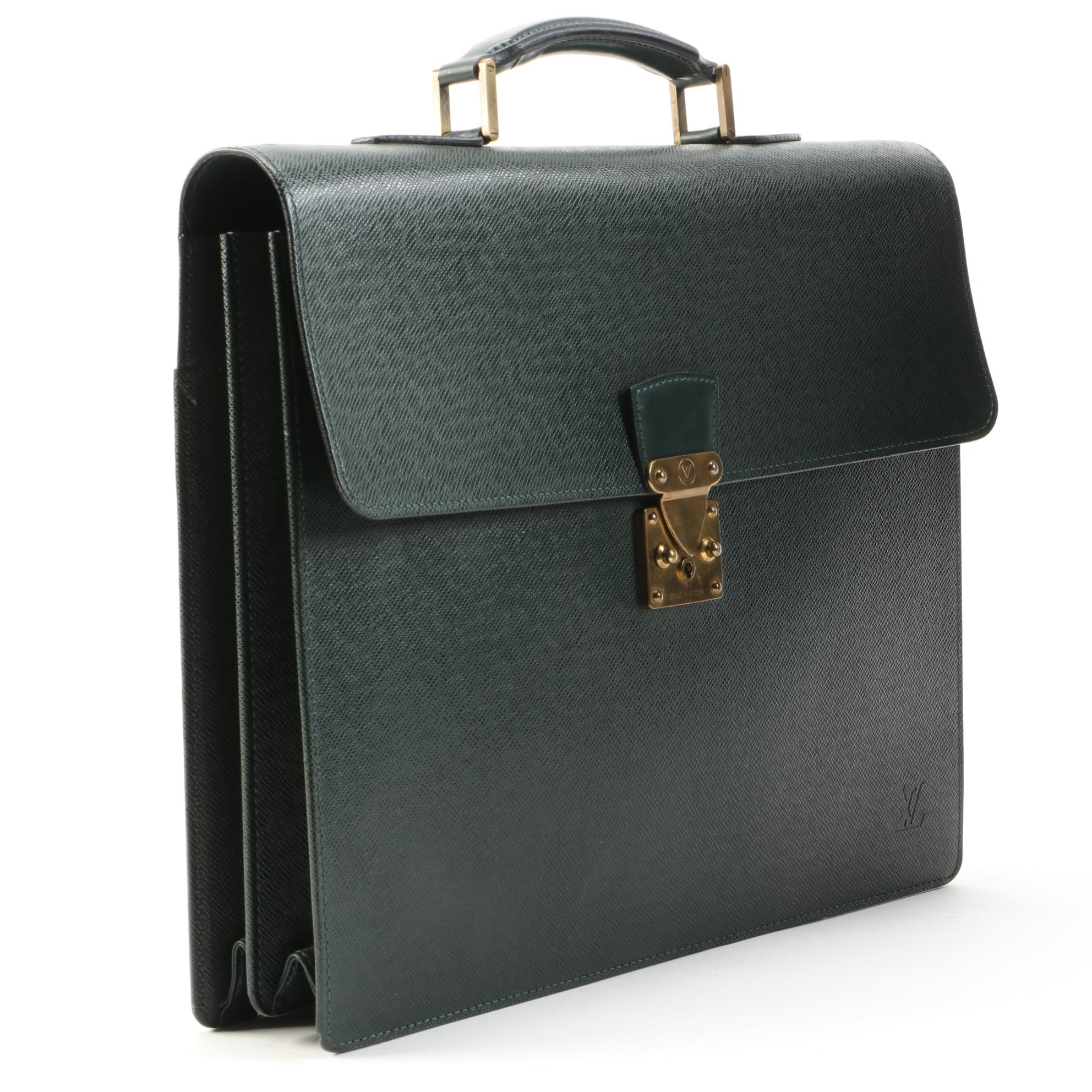 Louis Vuitton Briefcase in Dark Green Taiga Leather | EBTH