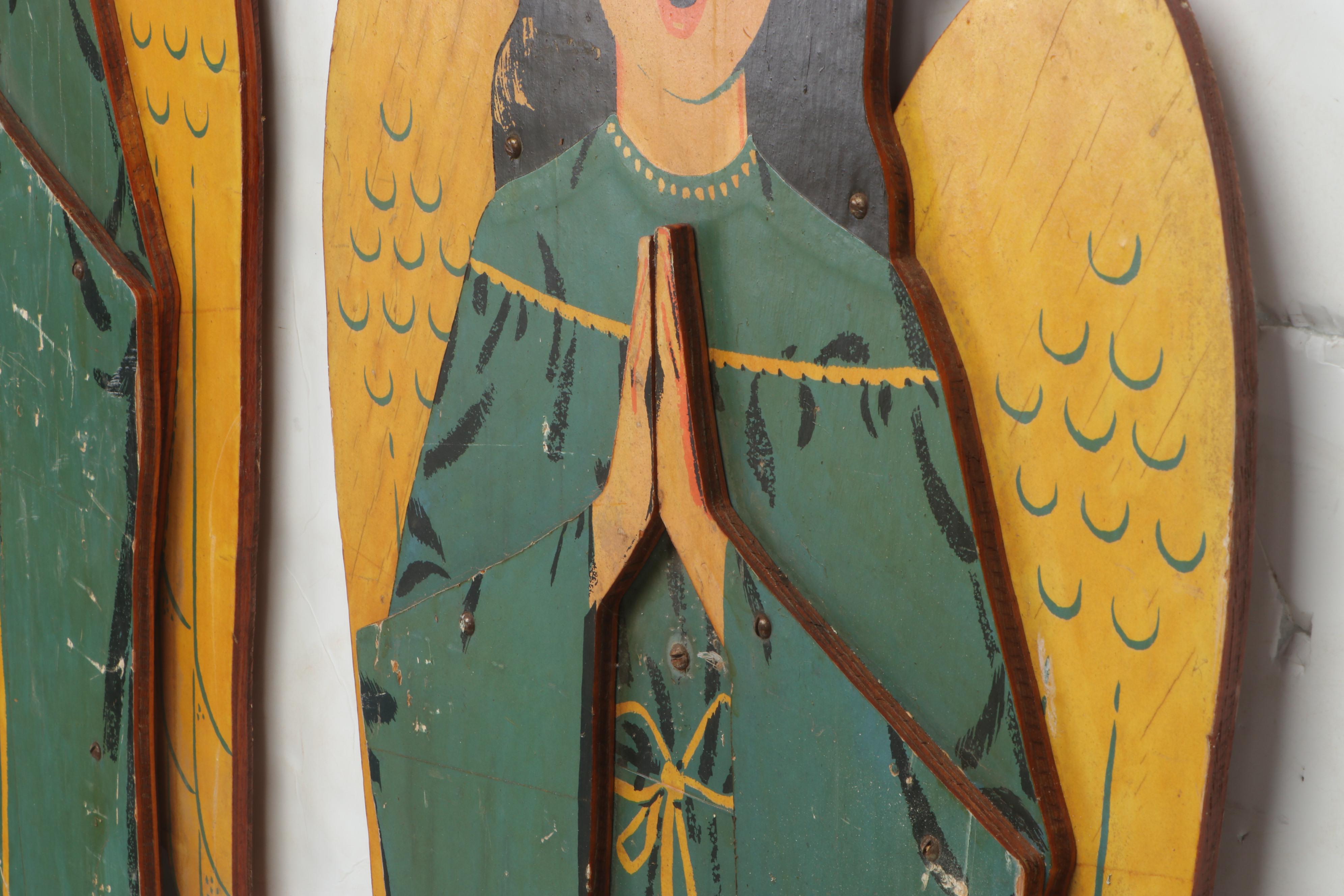 Hand-Painted Outdoor Praying Angel Christmas Décor Wood Displays, 1950s ...