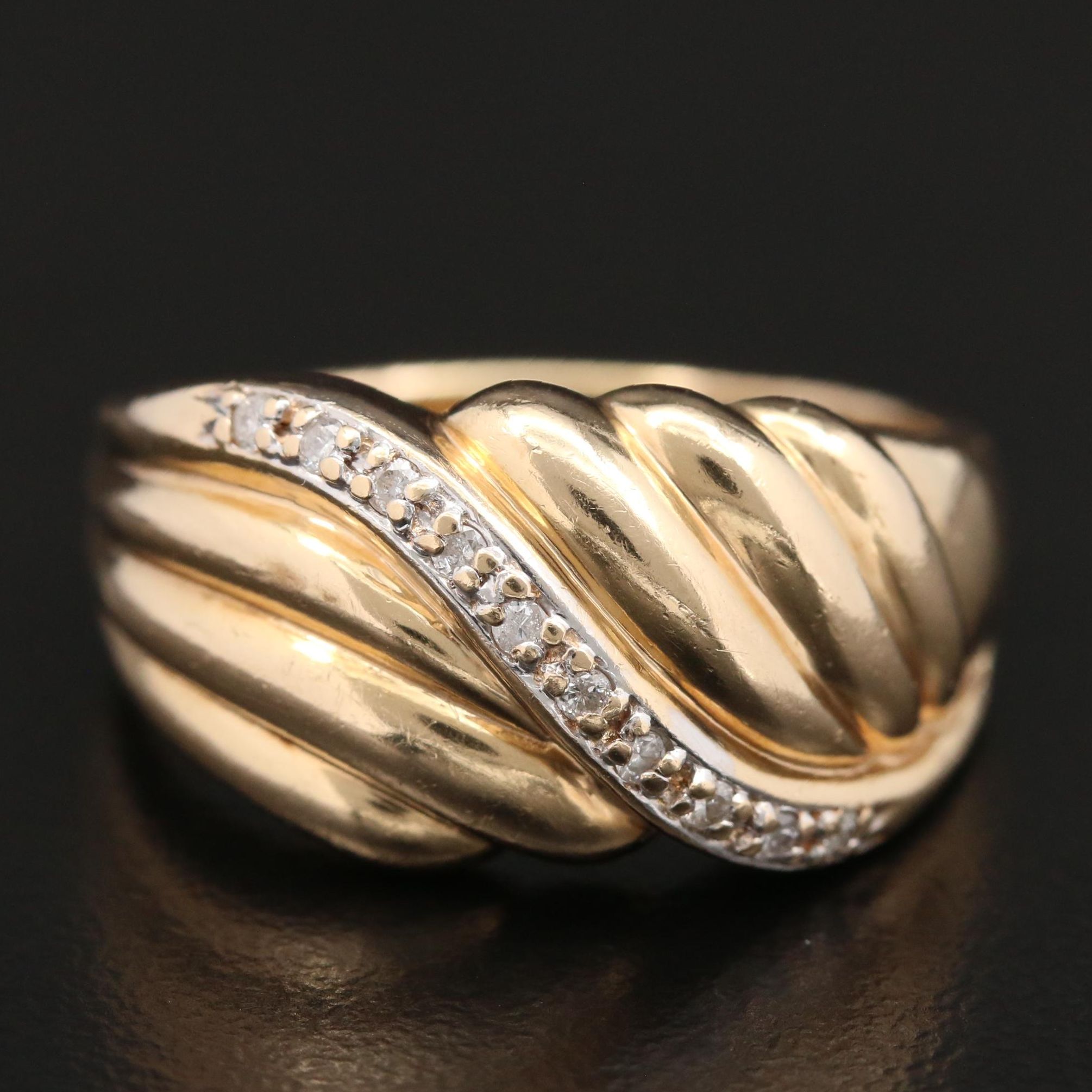 14K Fluted Diamond Ring | EBTH