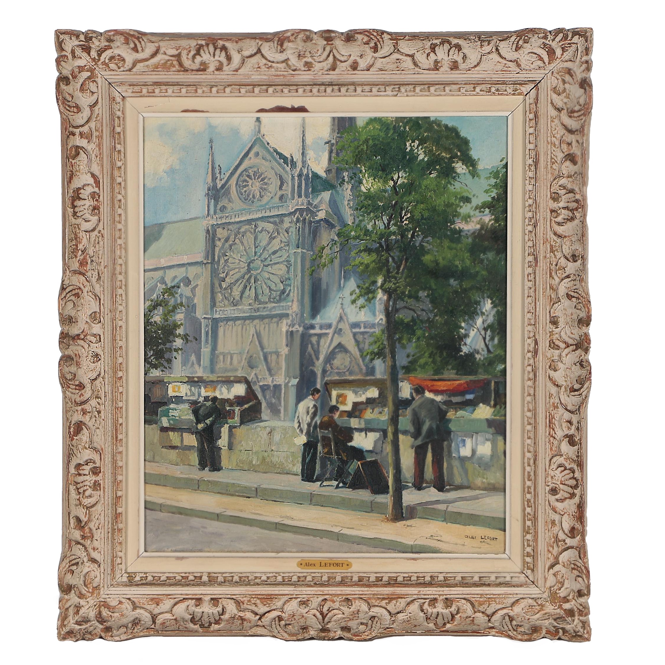 Alex Lefort Oil Painting of Parisian Street Scene with Notre Dame | EBTH