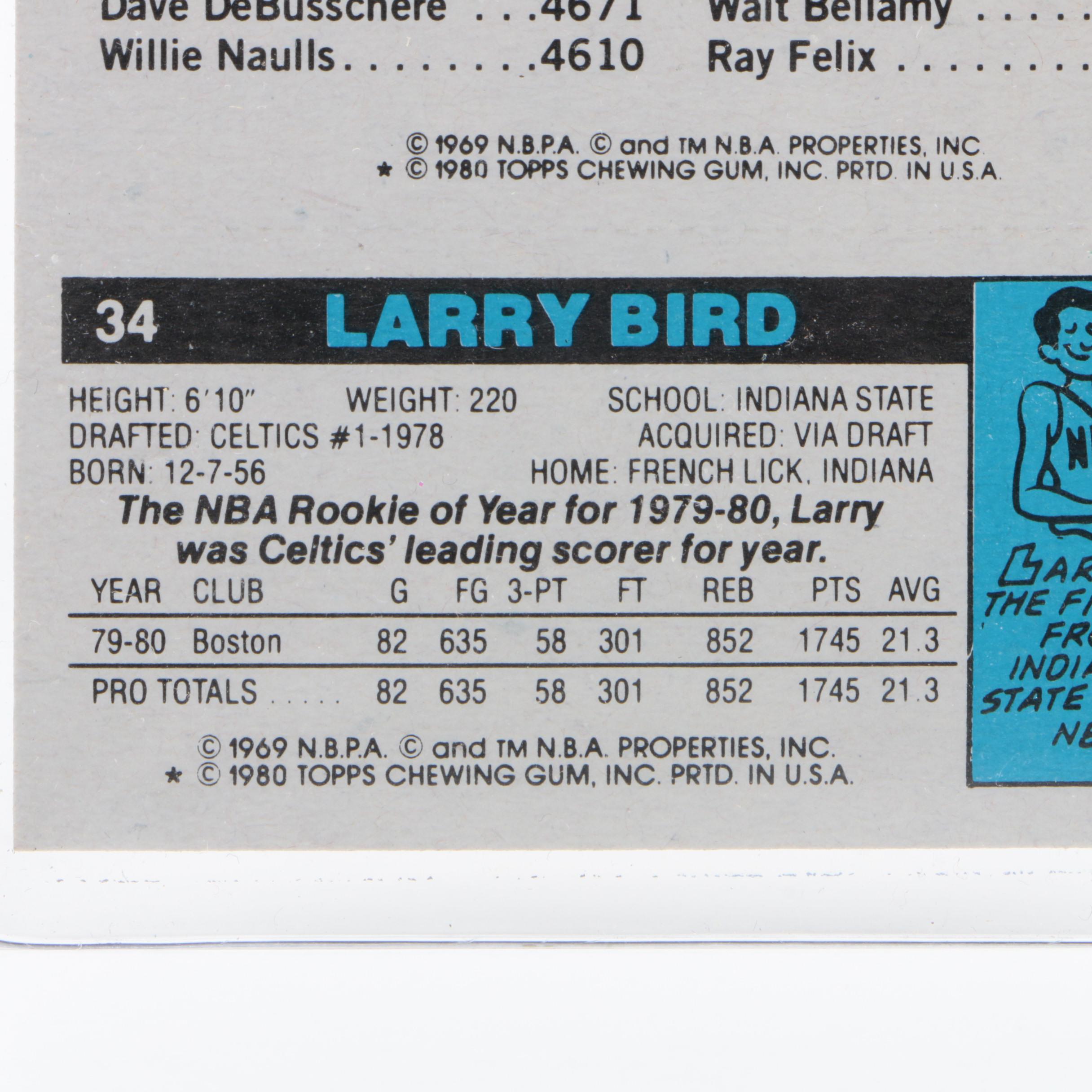 1980 Larry Bird Topps Rookie Card, Perforated Version | EBTH