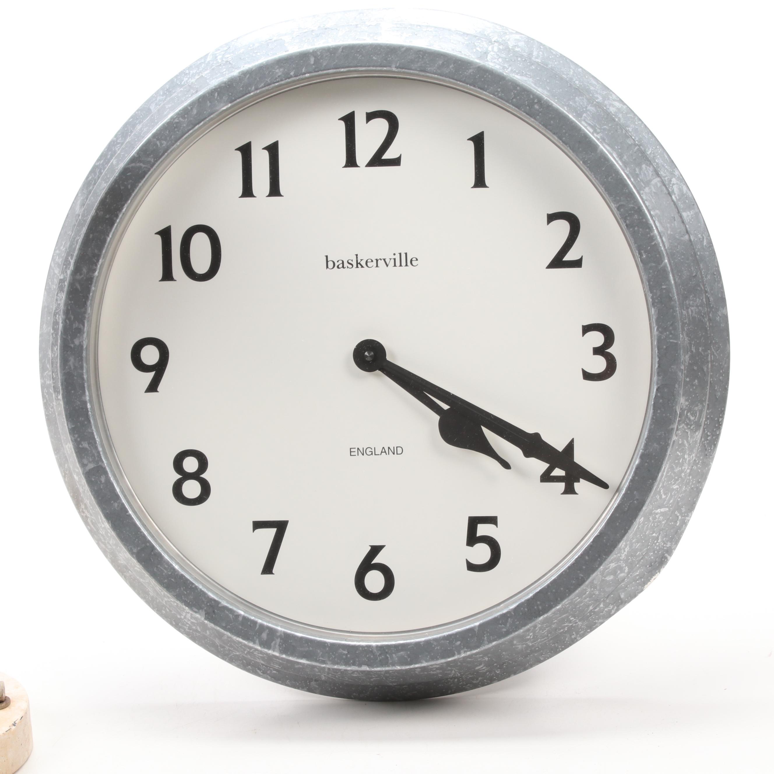 Baskerville Distressed Metal Wall Clock and Mediterranean-Style Candle ...