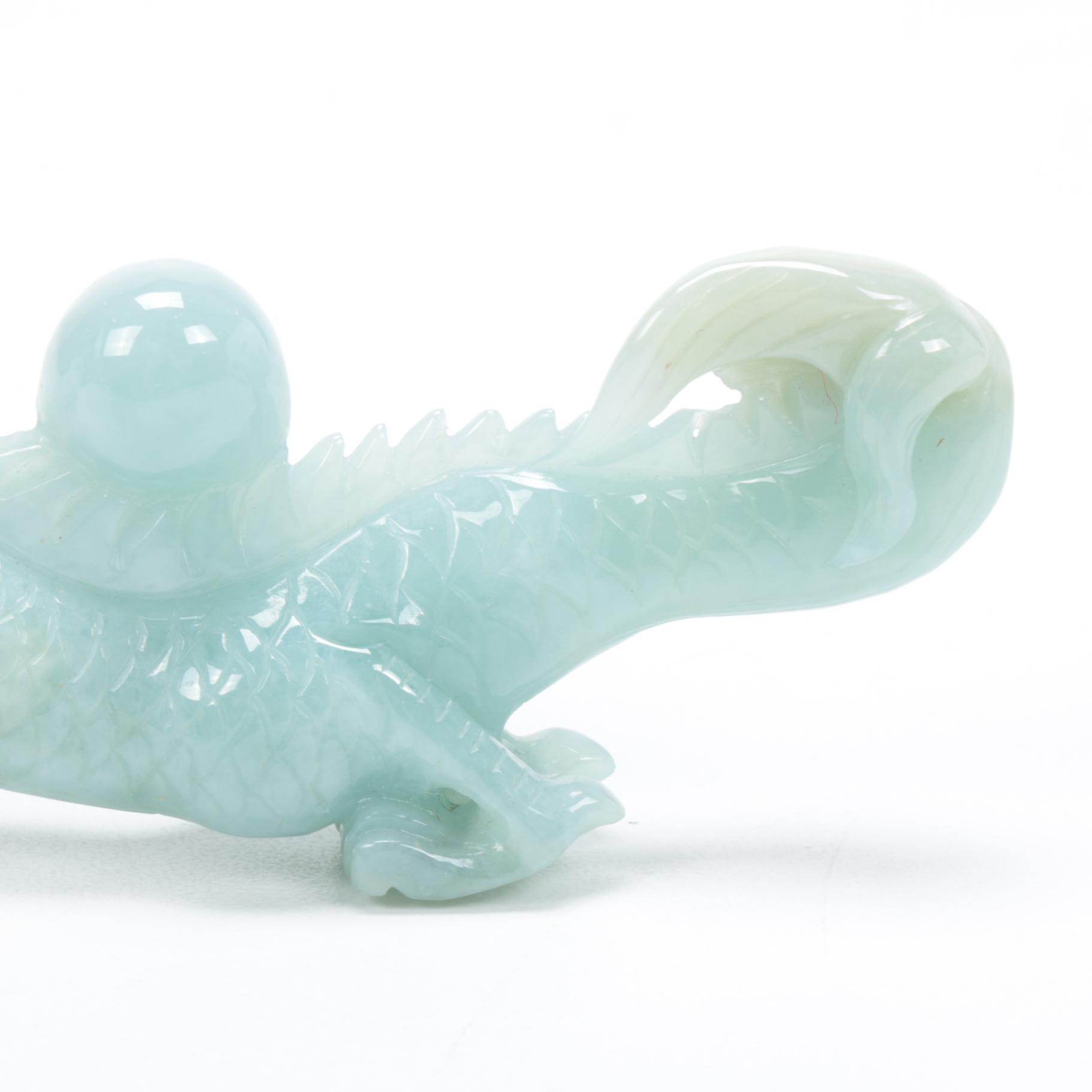 Chinese Carved Jade Dragon Figurine | EBTH