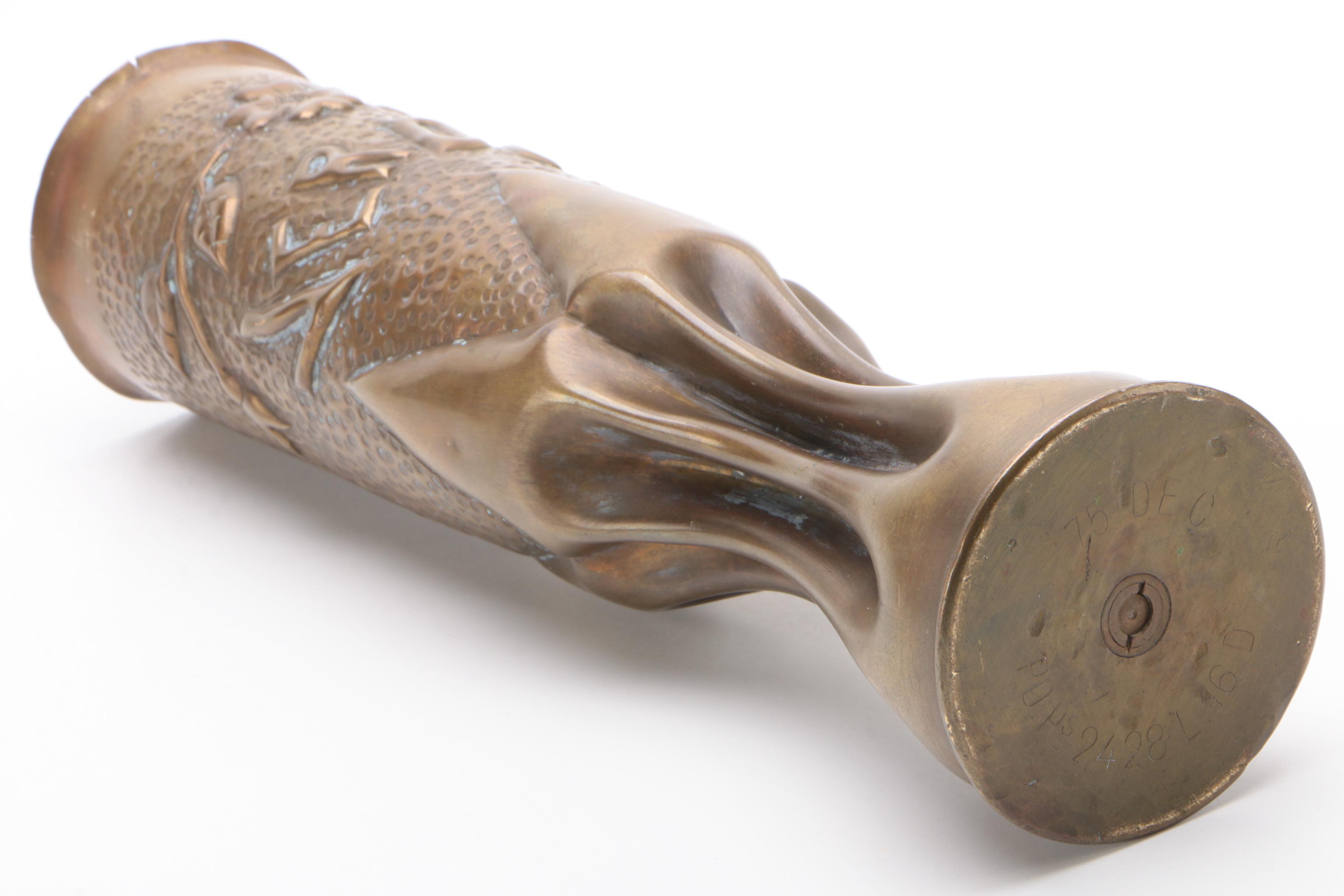 Trench Art Embossed WW1 Artillery Shell | EBTH