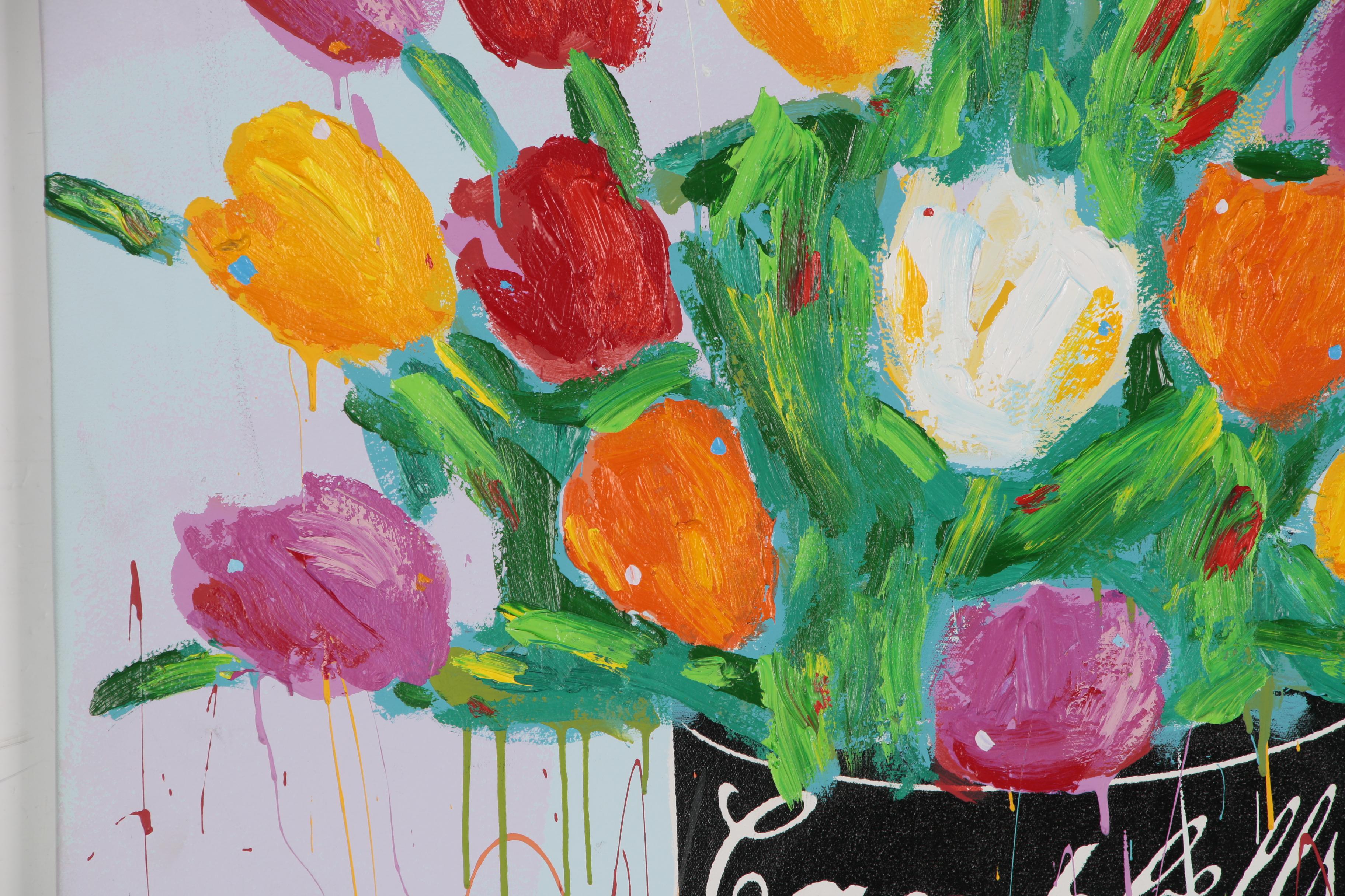 John Stango Monumental Pop Art Acrylic Painting "Cambell's Soup Flowers ...