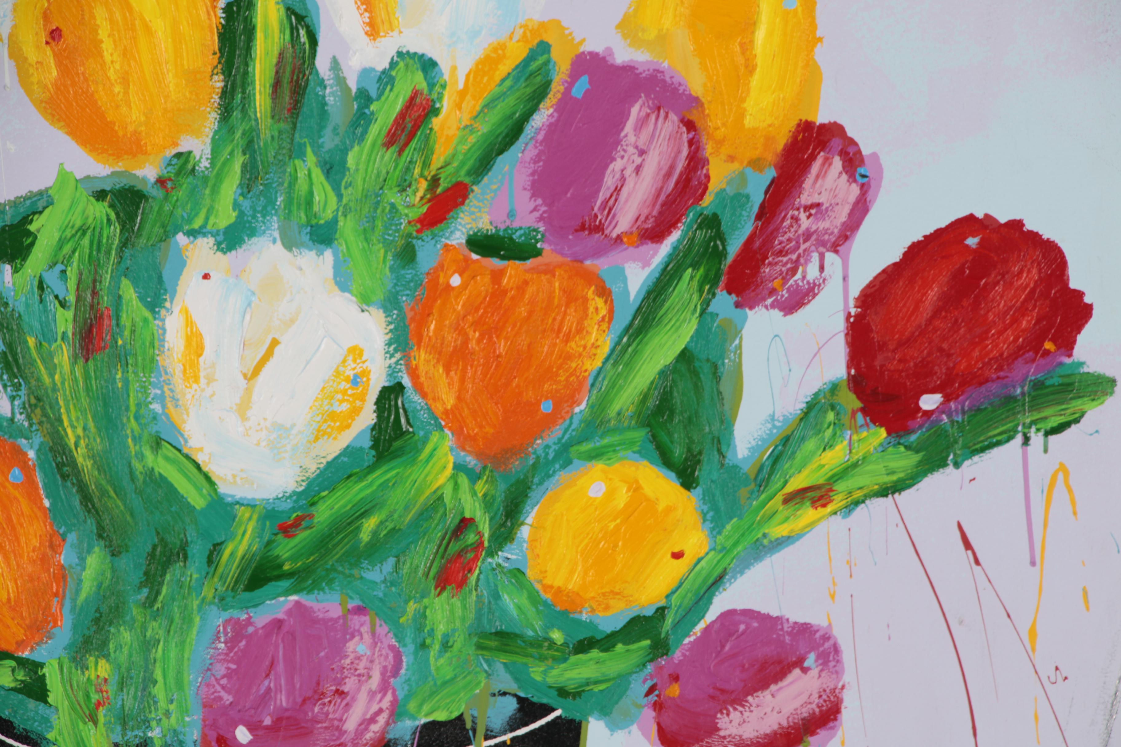 John Stango Monumental Pop Art Acrylic Painting "Cambell's Soup Flowers ...