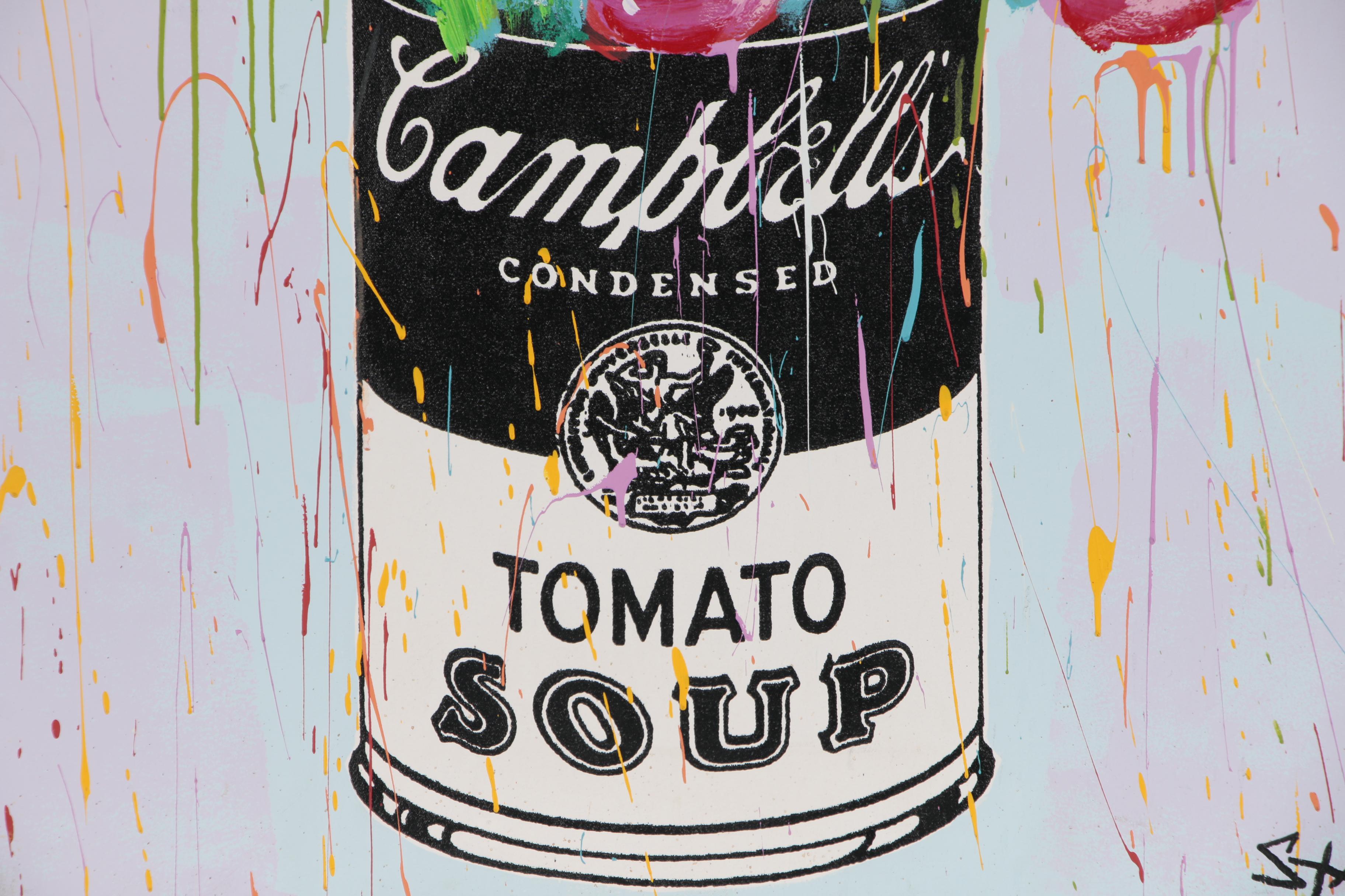 John Stango Monumental Pop Art Acrylic Painting "Cambell's Soup Flowers ...