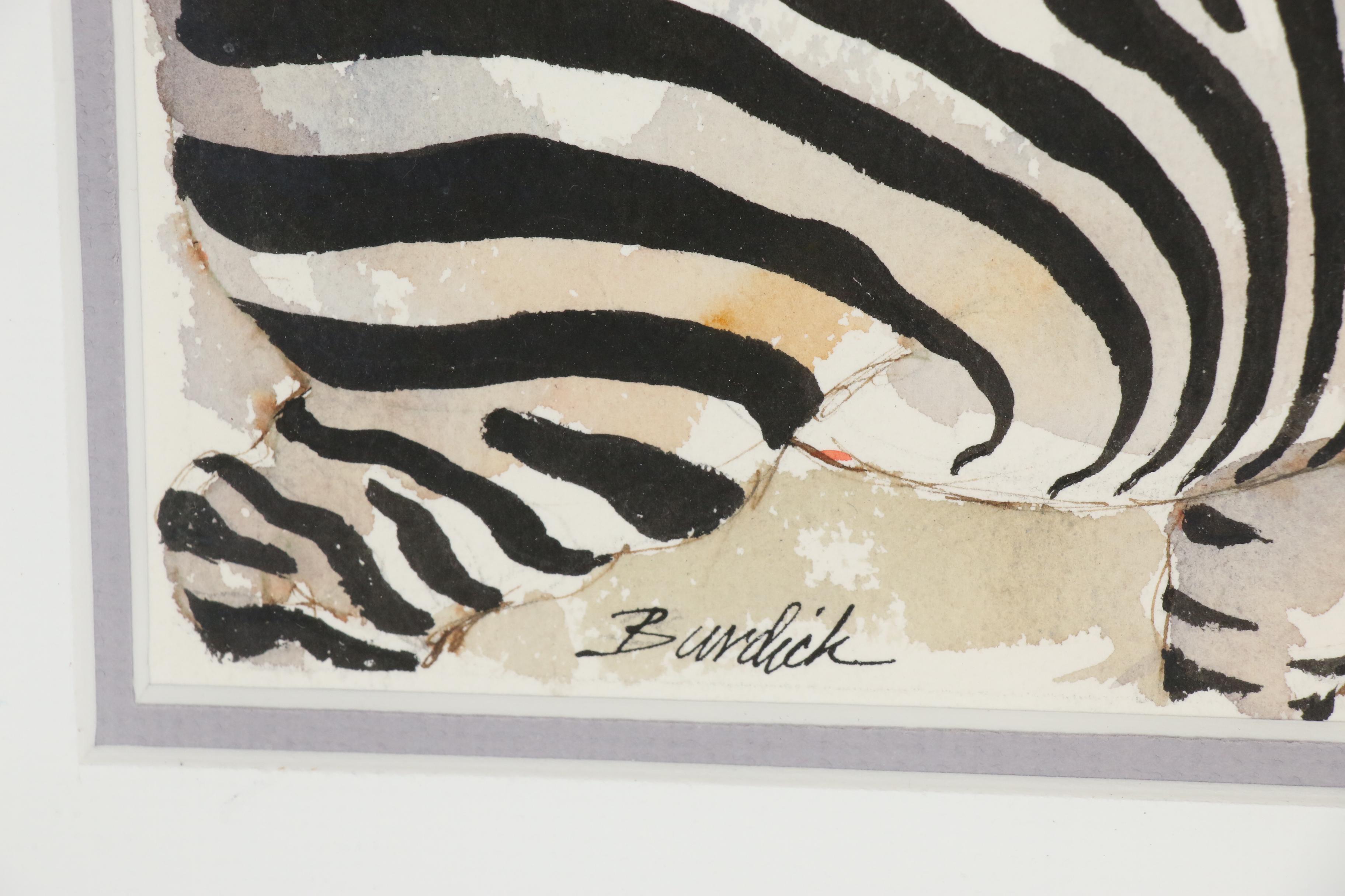 Charles Burdick Watercolor Painting "Three Zebras" | EBTH