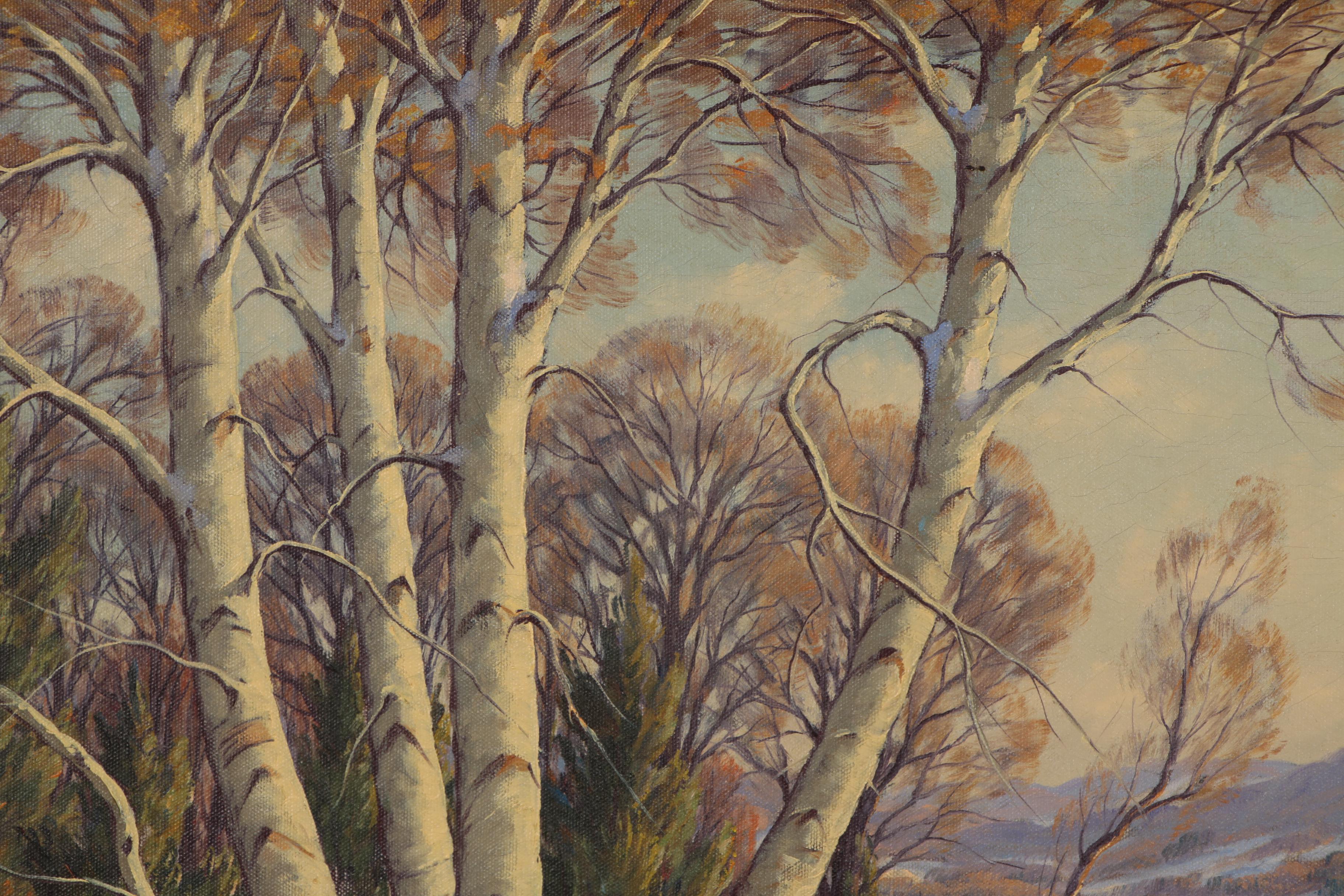 William R. Webster Oil Painting of Winter Landscape, Mid-20th Century ...