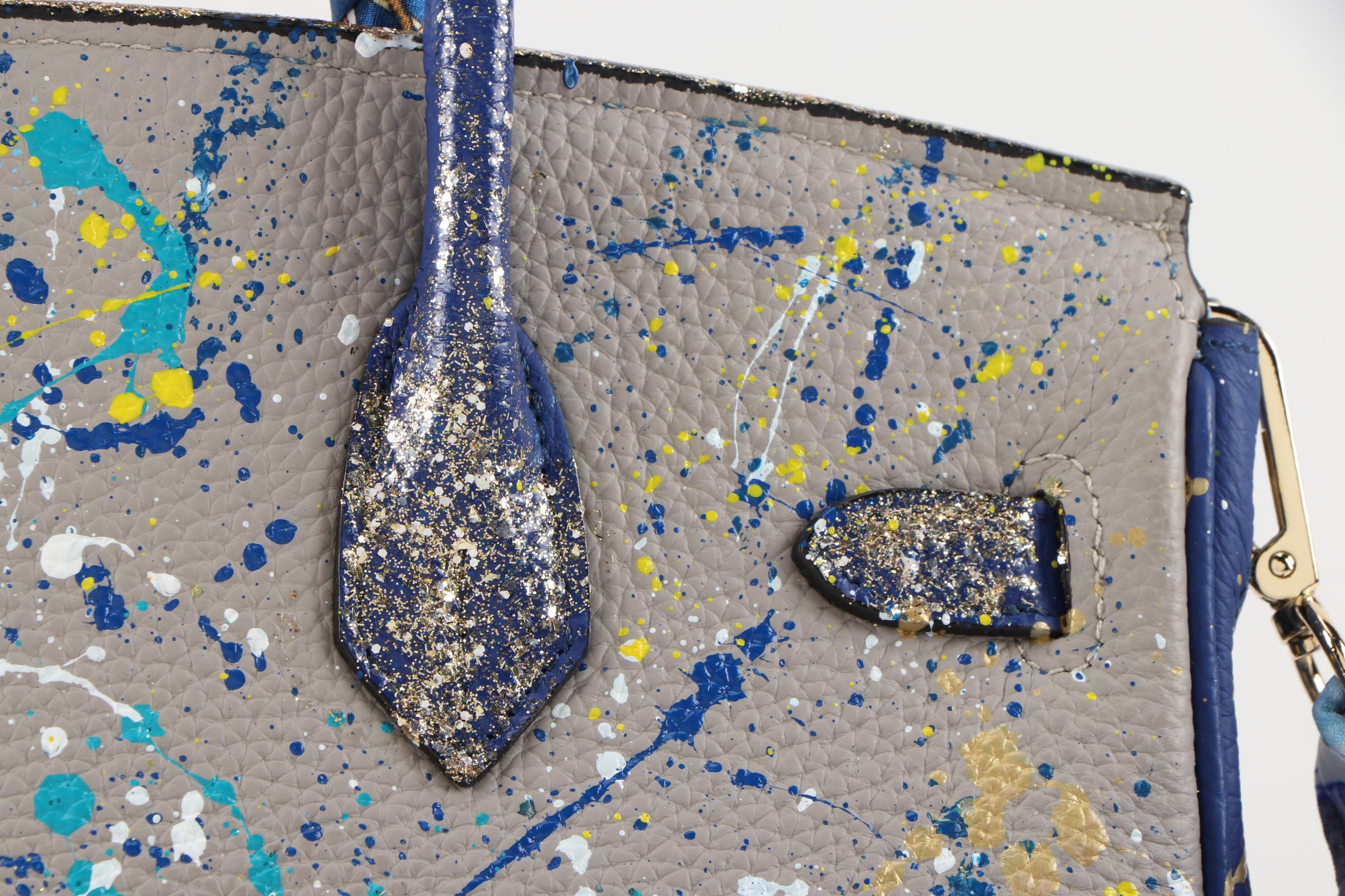 Anca Barbu for Eileen Kramer Hand-Painted Pop Art Girl Leather Satchel ...