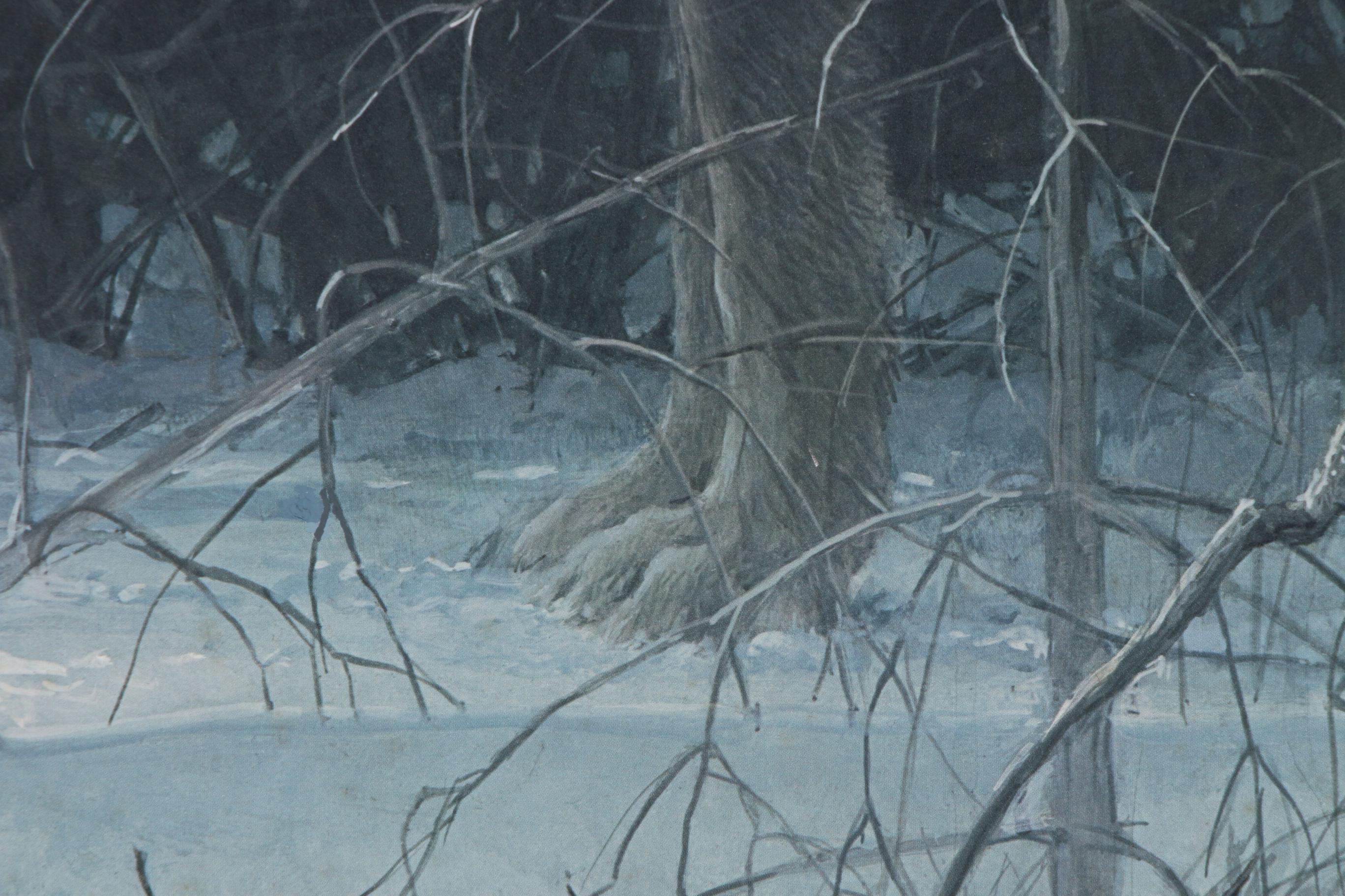 Robert Bateman Offset Lithograph "Midnight - Black Wolf", Late 20th ...