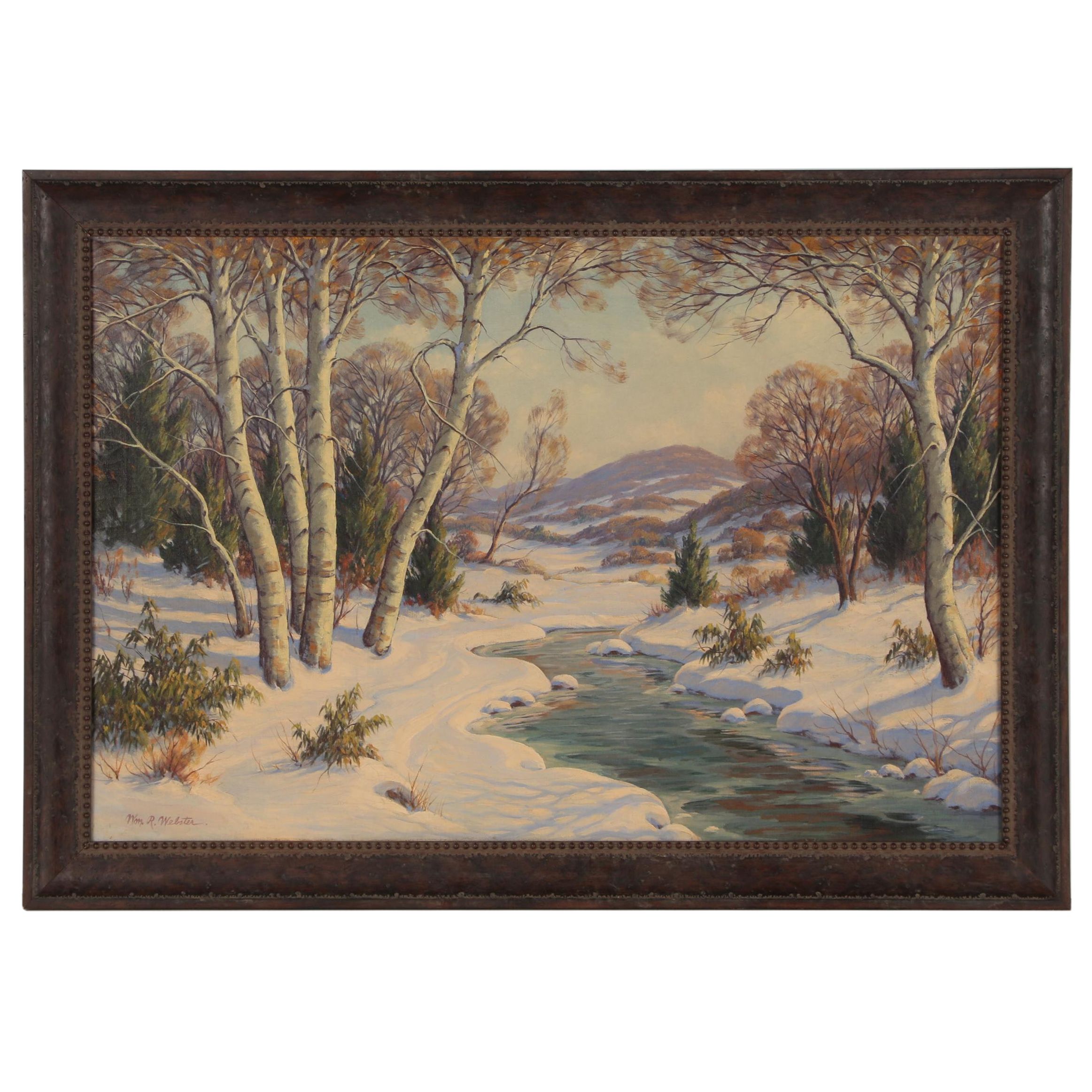 William R. Webster Oil Painting of Winter Landscape, Mid-20th Century ...