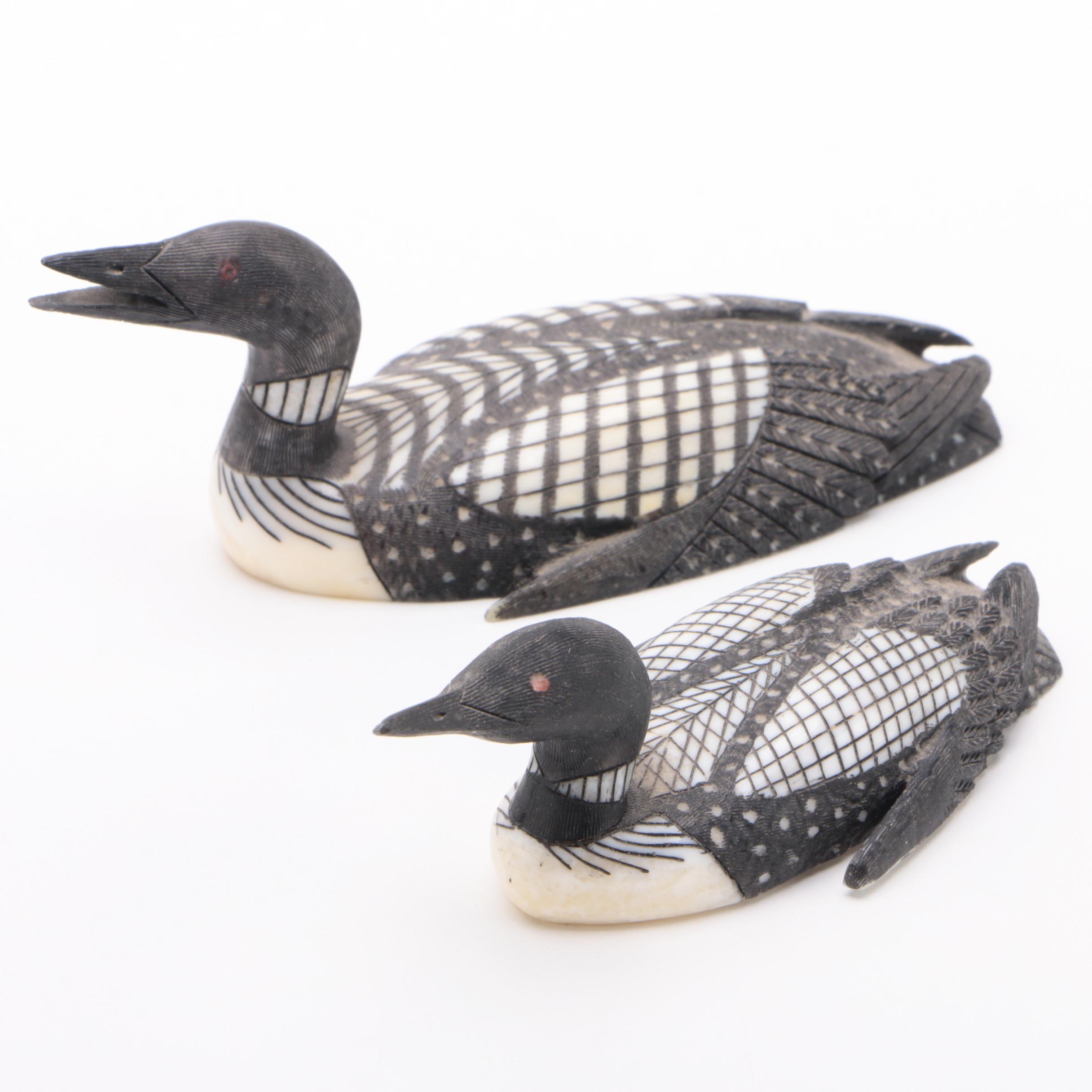 Fred Mayac Inuit Carved Walrus Ivory Common Loons | EBTH