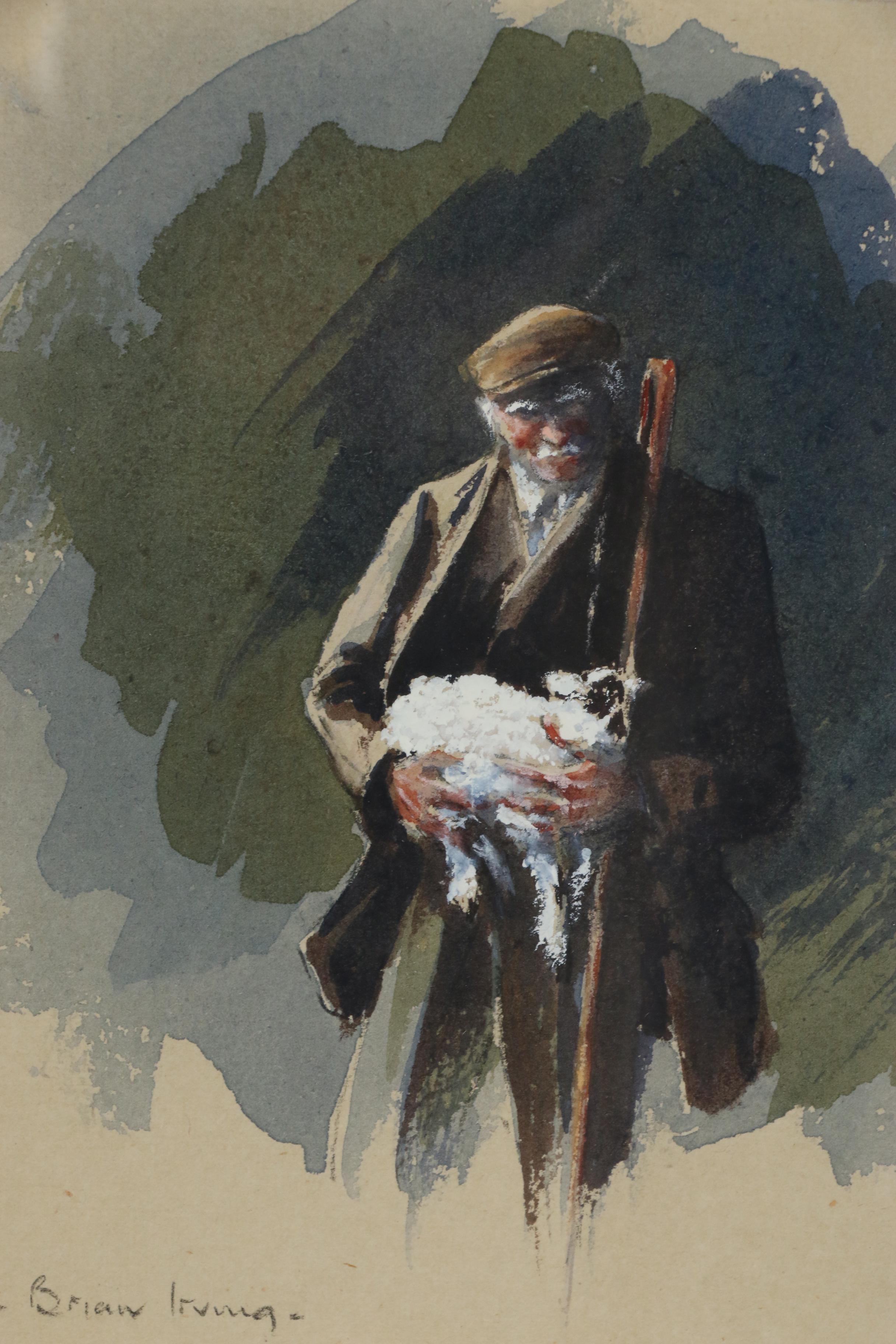 Brian Irving Embellished Watercolor of a Man, Late 20th Century | EBTH