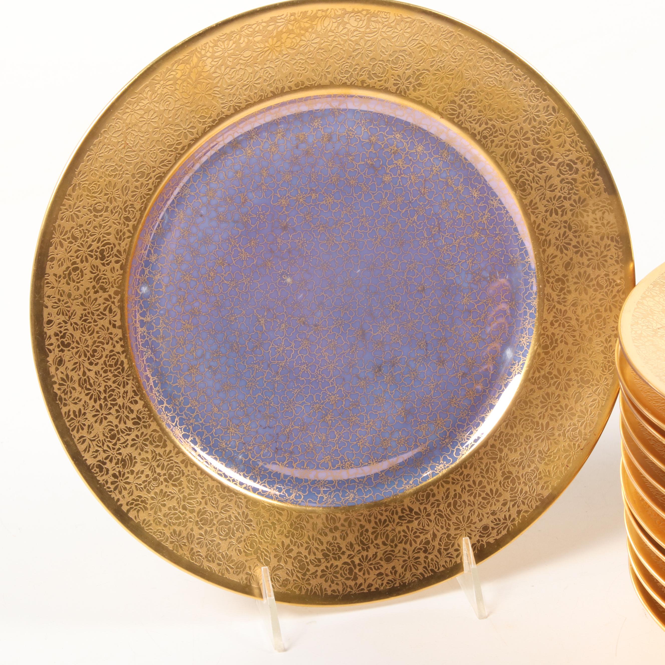 Rosenthal Pickard Etched Gilt Porcelain Dinner Plates | EBTH