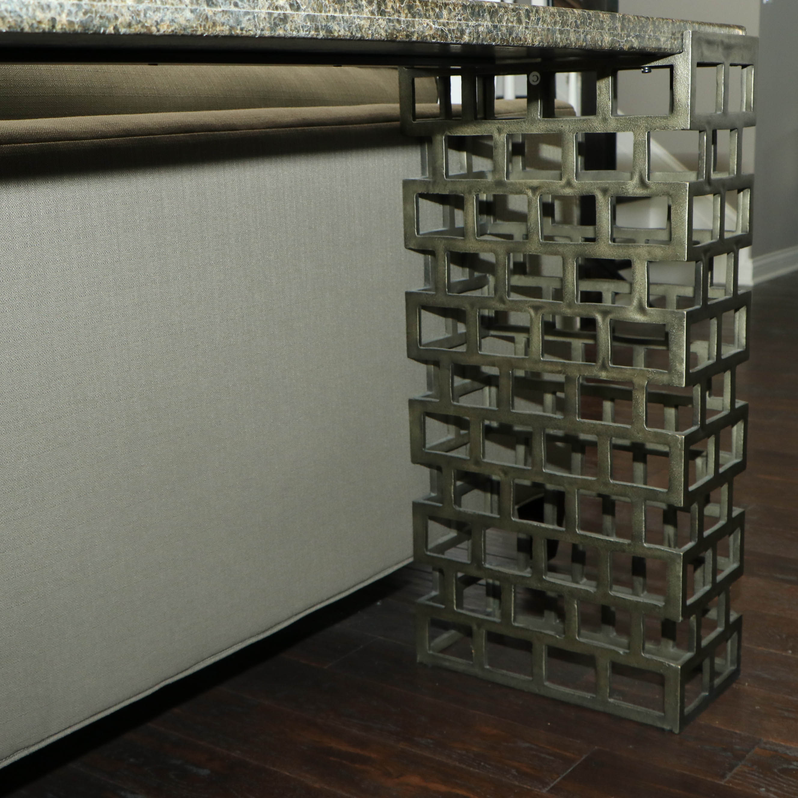 Schnadig Home Marble Top Console Table with Cubic Metal Base | EBTH