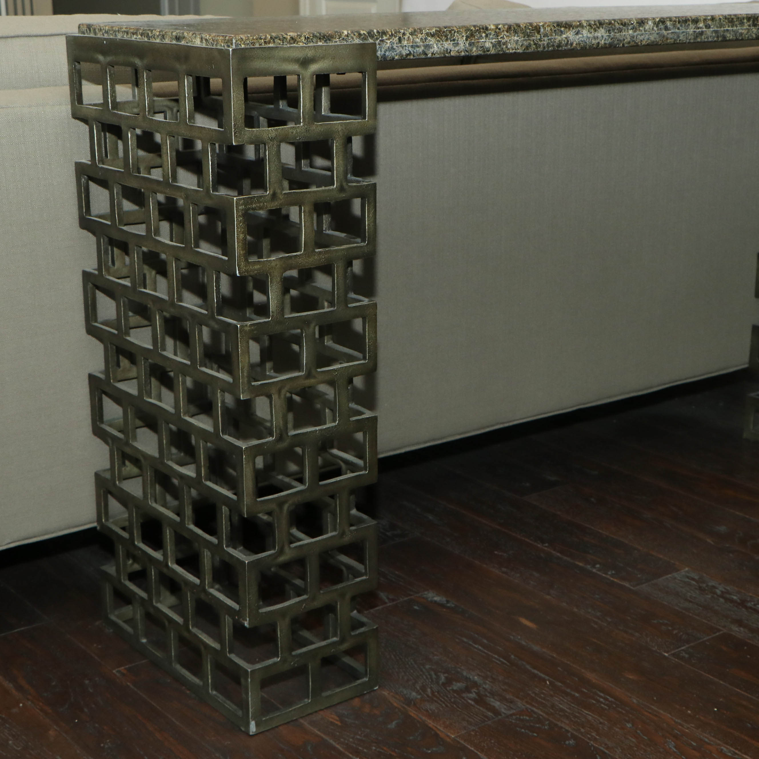 Schnadig Home Marble Top Console Table with Cubic Metal Base | EBTH