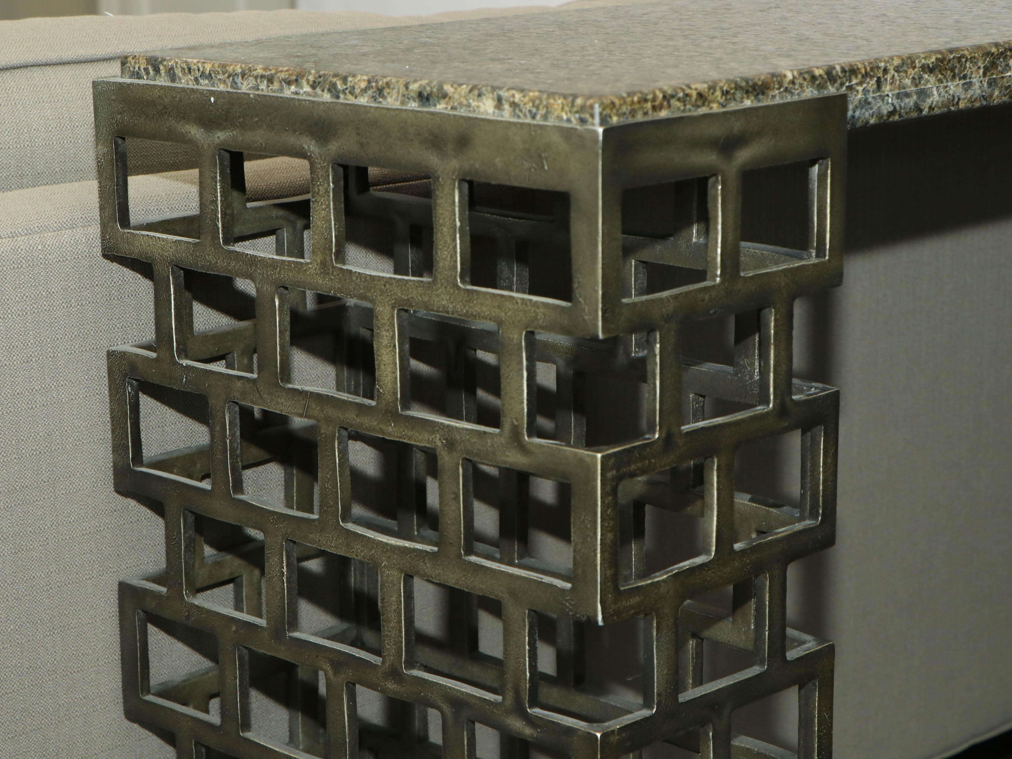 Schnadig Home Marble Top Console Table with Cubic Metal Base | EBTH