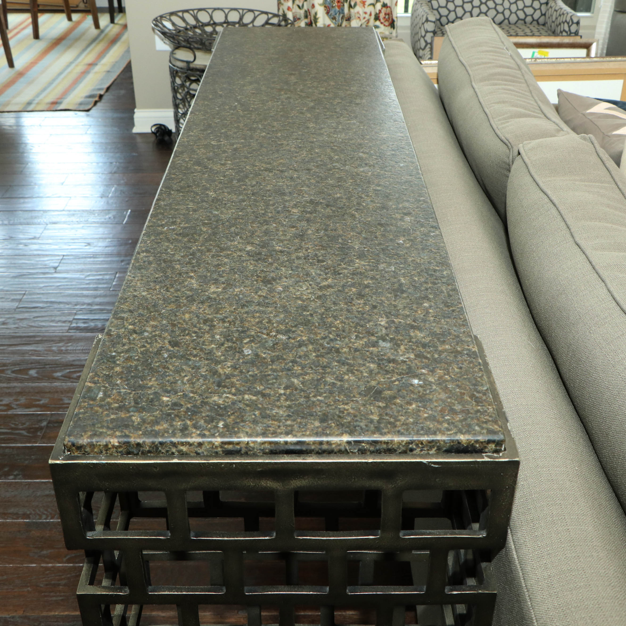 Schnadig Home Marble Top Console Table with Cubic Metal Base | EBTH