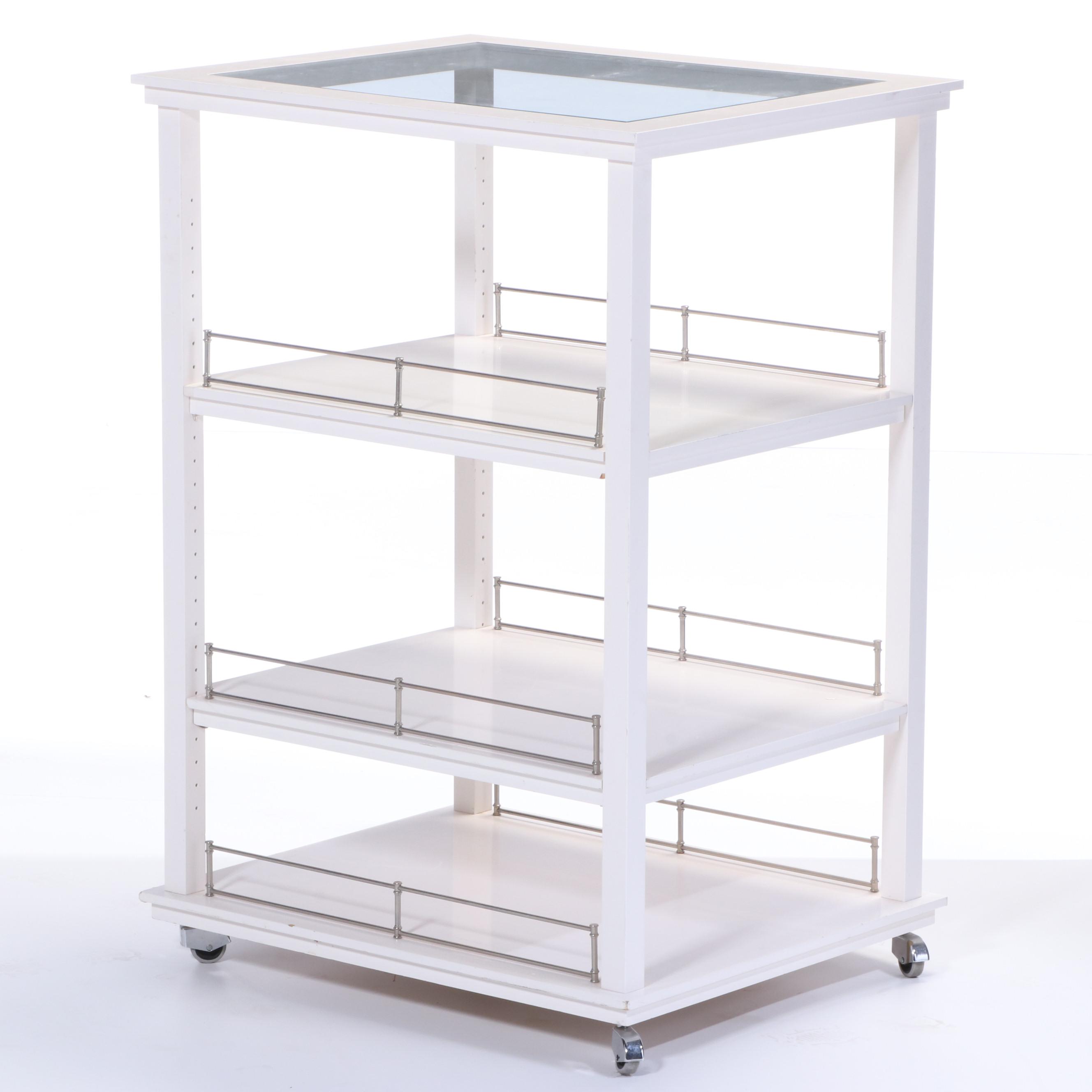 Williams-Sonoma Lacquered Wood Glass Top Display Stands, Late 20th ...