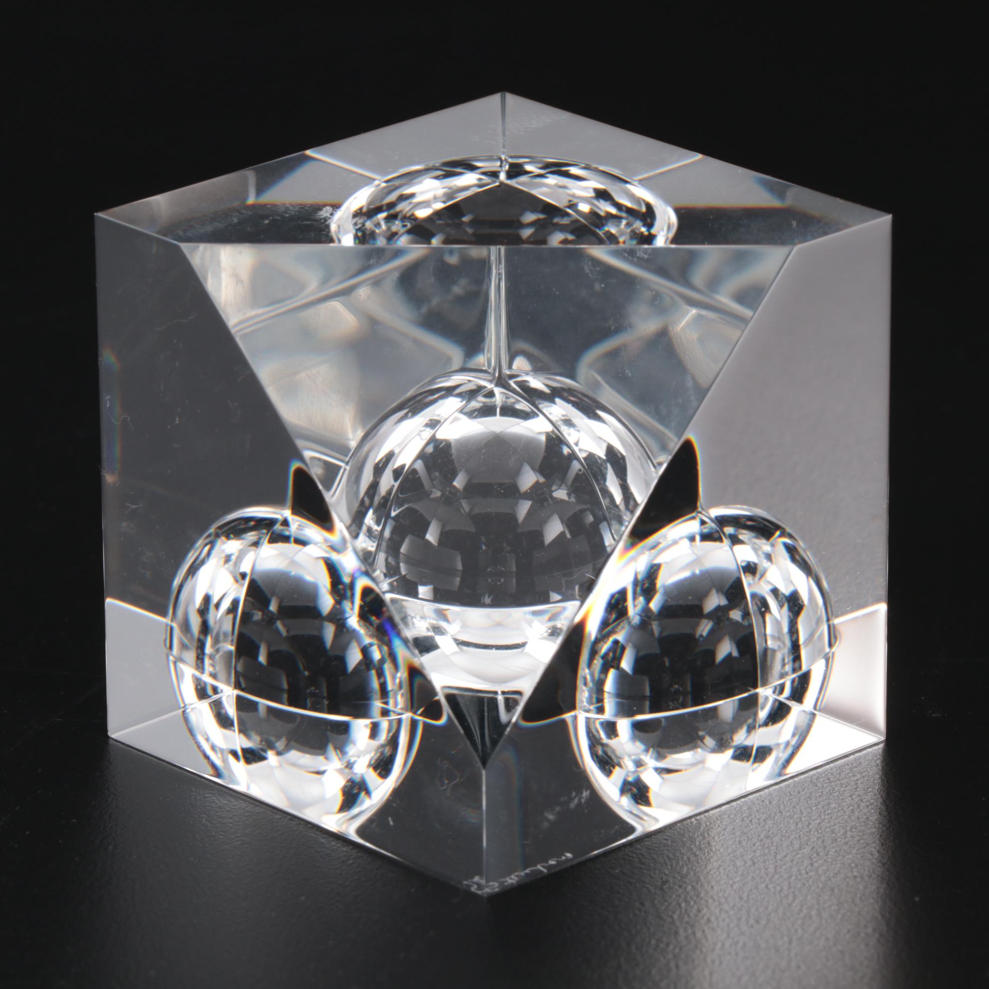 Steuben Geometric " Planet Moon" Paperweight Designed by Lloyd Adams | EBTH