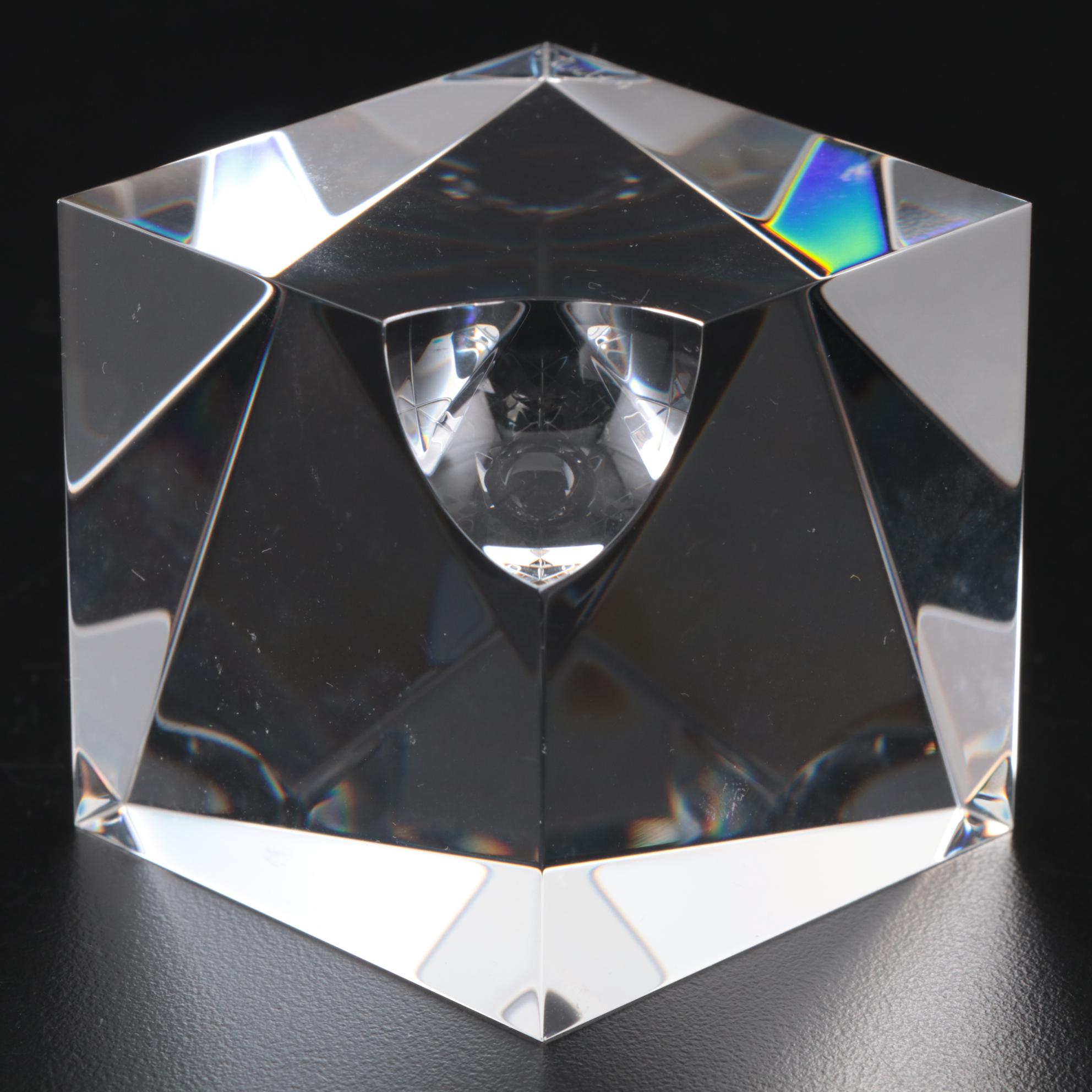 Steuben Geometric " Planet Moon" Paperweight Designed by Lloyd Adams | EBTH