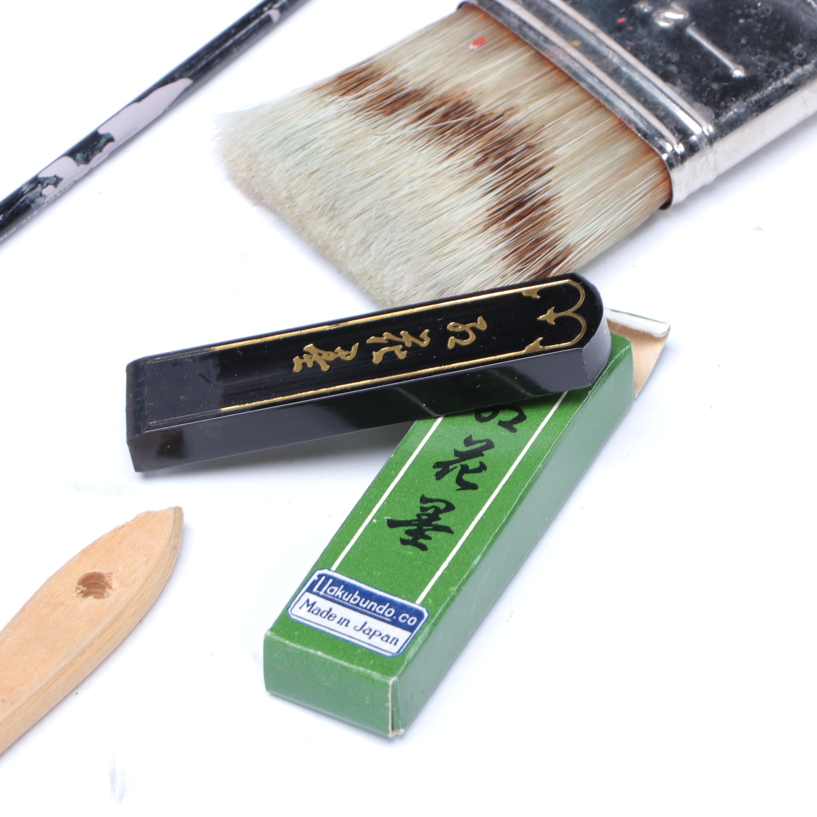 Various Paint Brushes Including Bamboo Calligraphy Set | EBTH