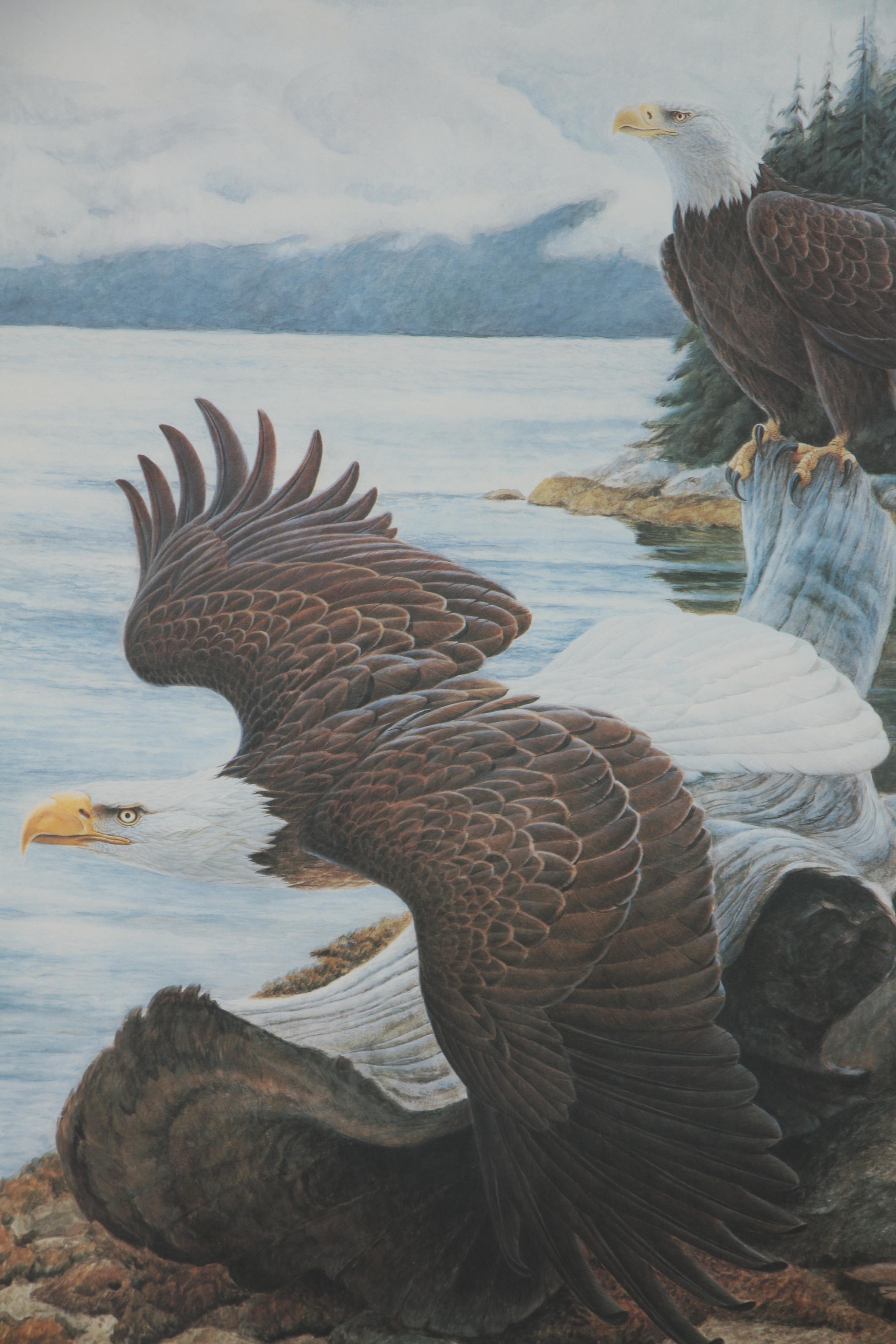 John Ruthven Offset Lithograph "Bald Eagles at Misty Fjords" 1990 | EBTH