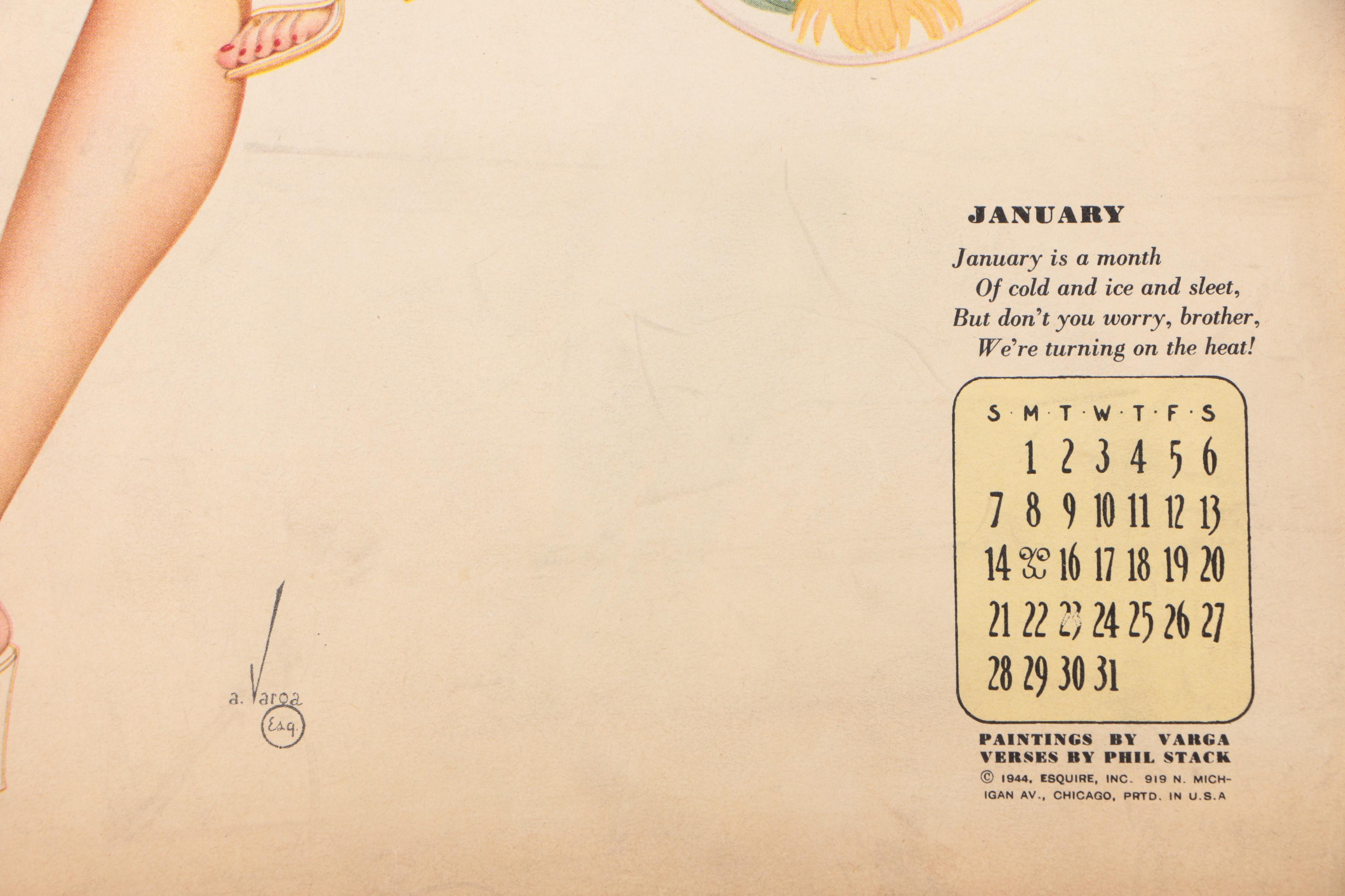 Varga Girls Pin Up Print Calendar For Esquire Magazine, 1944 | EBTH