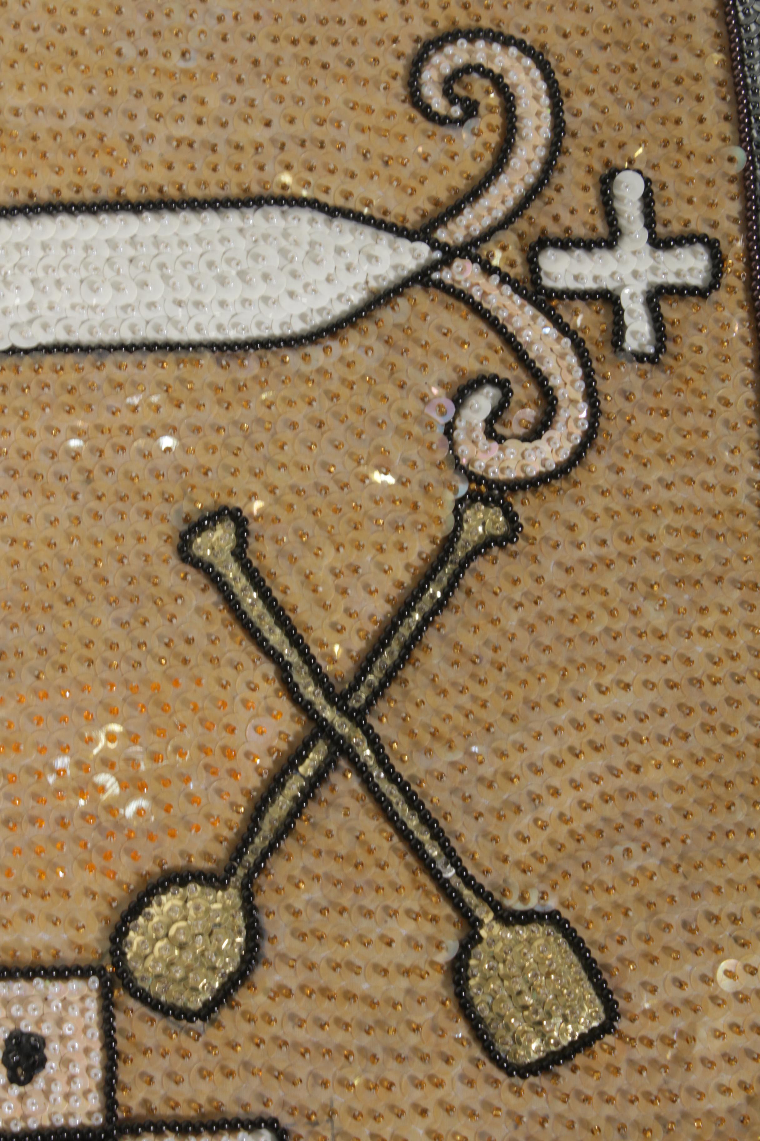 Hand-Beaded Haitian Drapo Vodou Flag with Devotion to Baron Samedi | EBTH