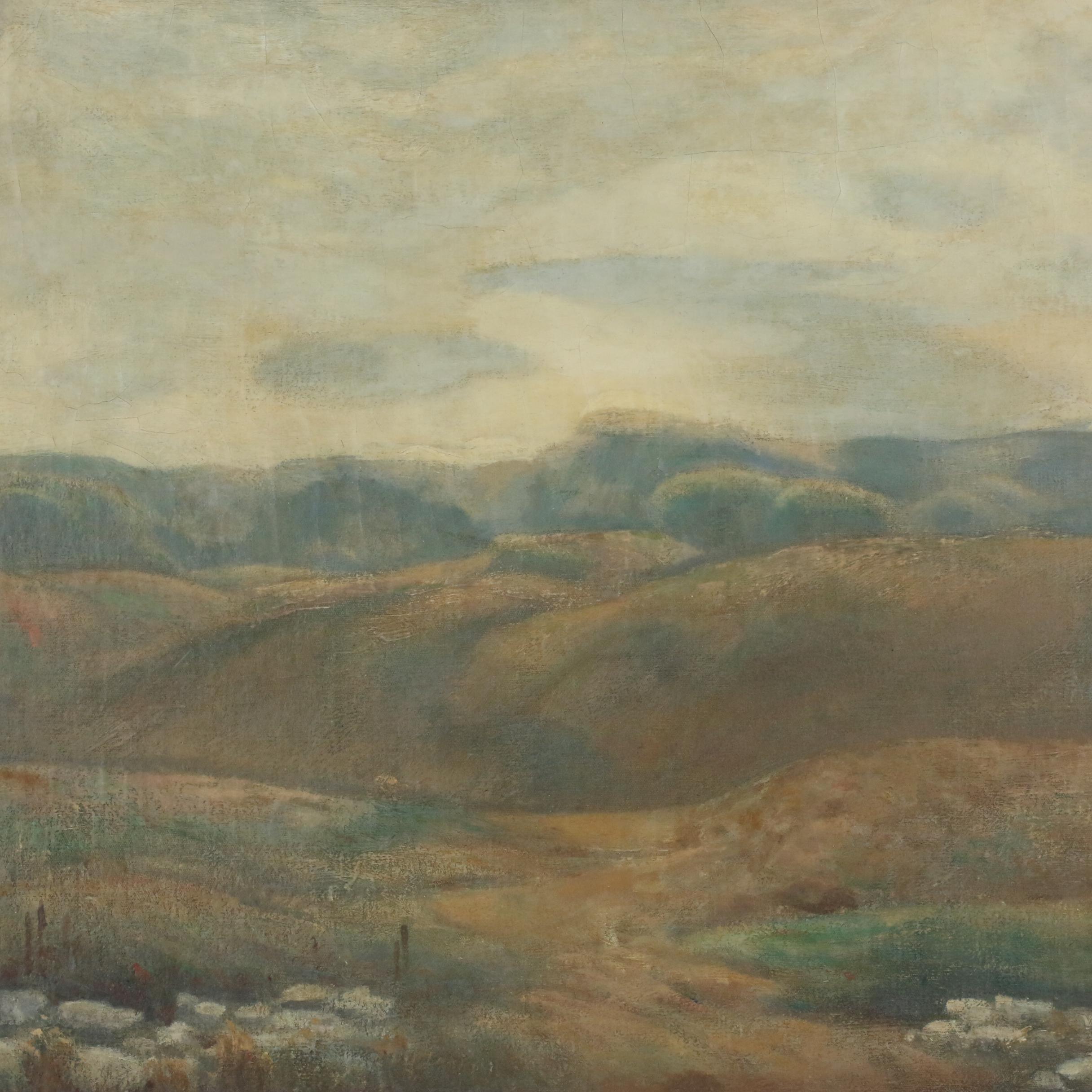 Kenneth Hayes Miller Oil Painting "Folded Hills", circa 1911 | EBTH