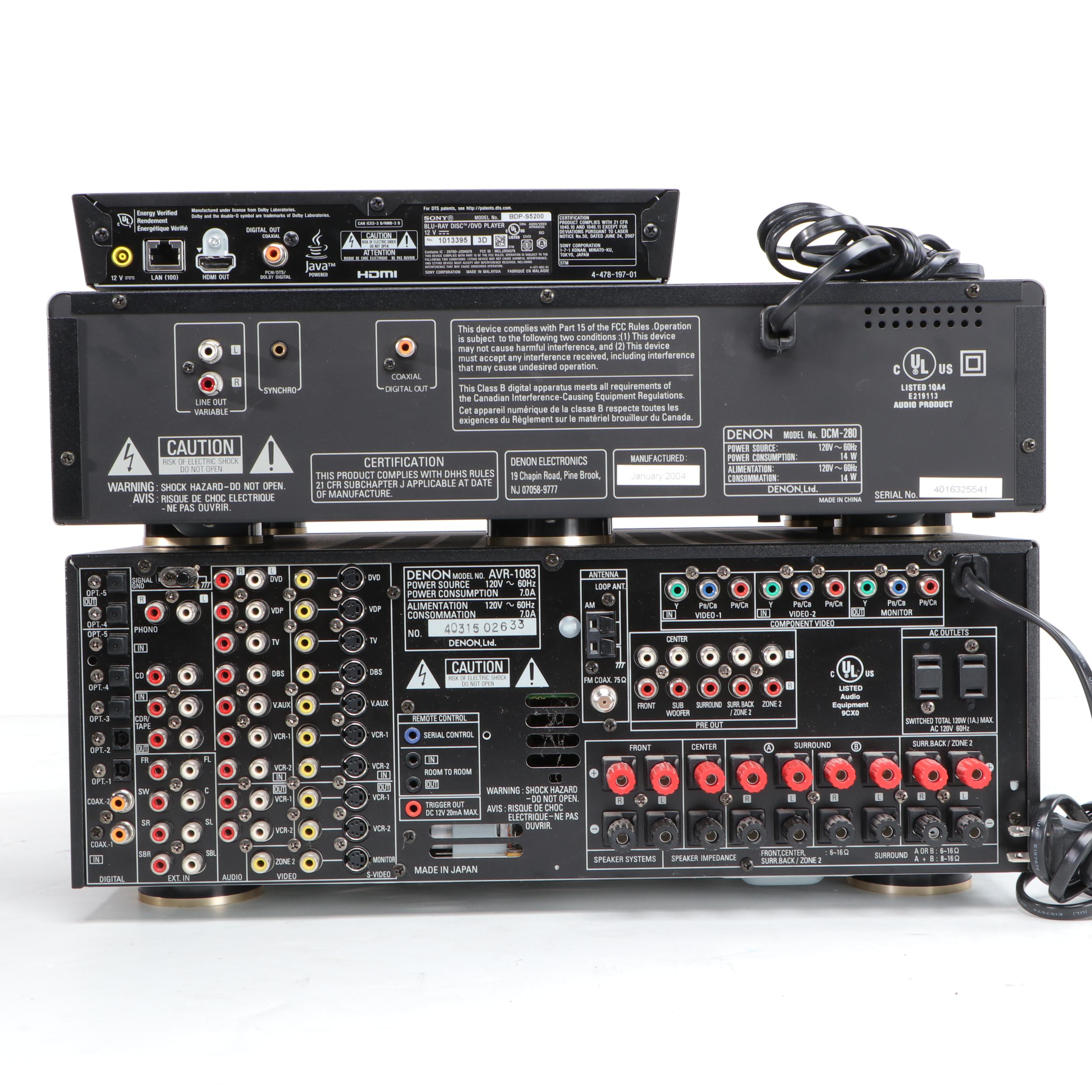 Denon 5 Disc CD Player and Receiver with Sony Blu-Ray DVD Player | EBTH