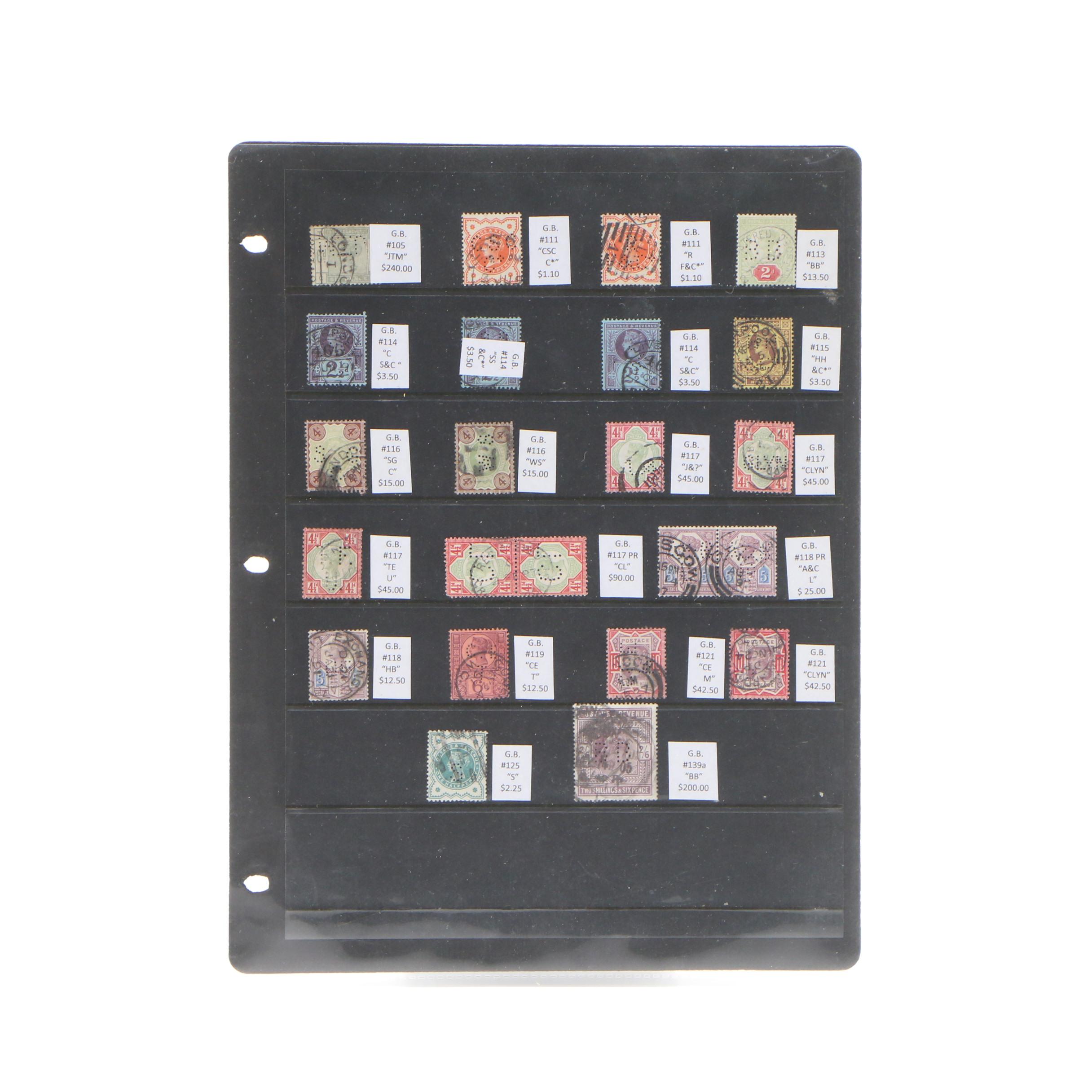 Collection of British "Perfin" Stamps | EBTH