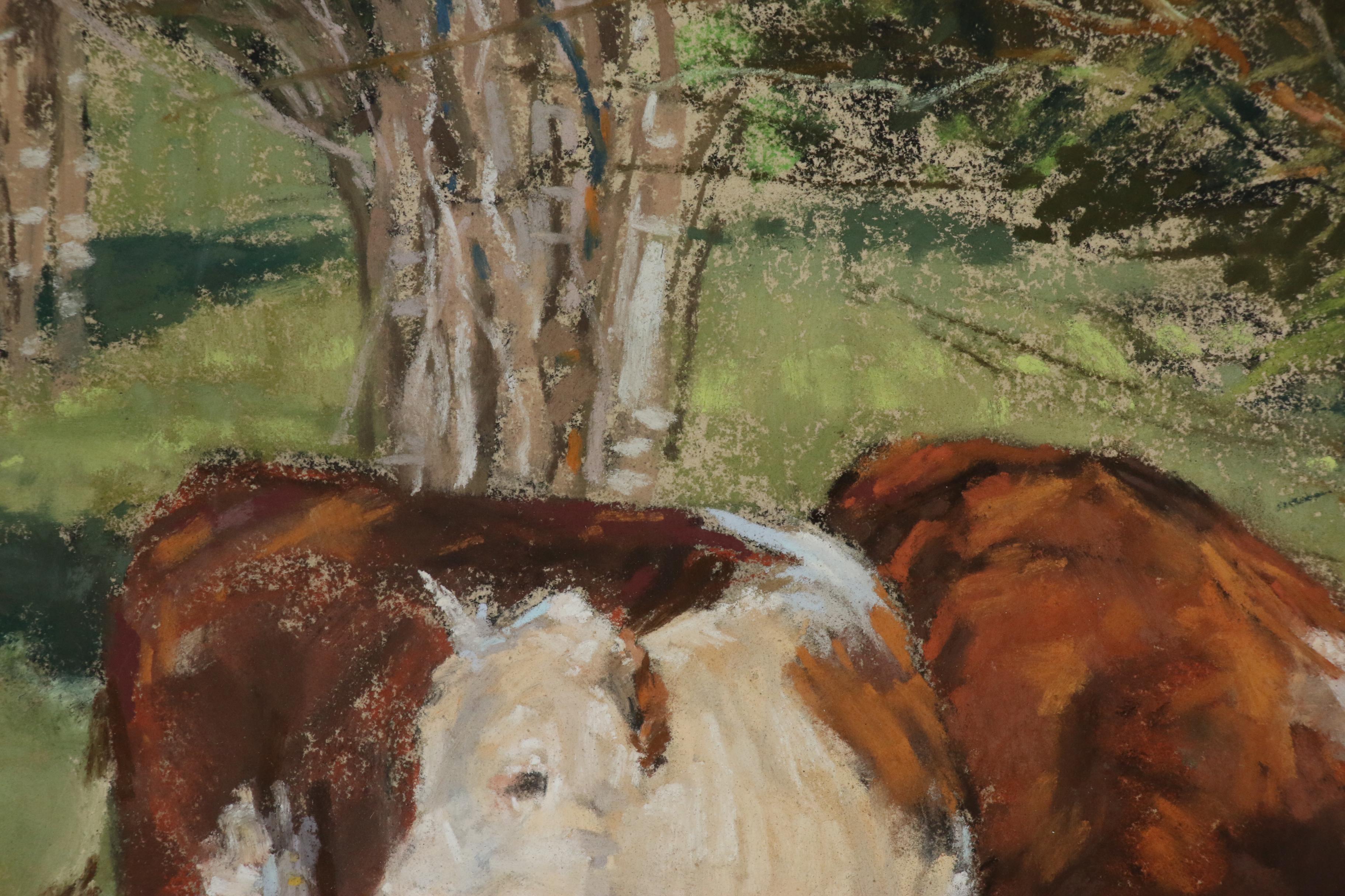 Skip Whitcomb Pastel Drawing of Cows | EBTH