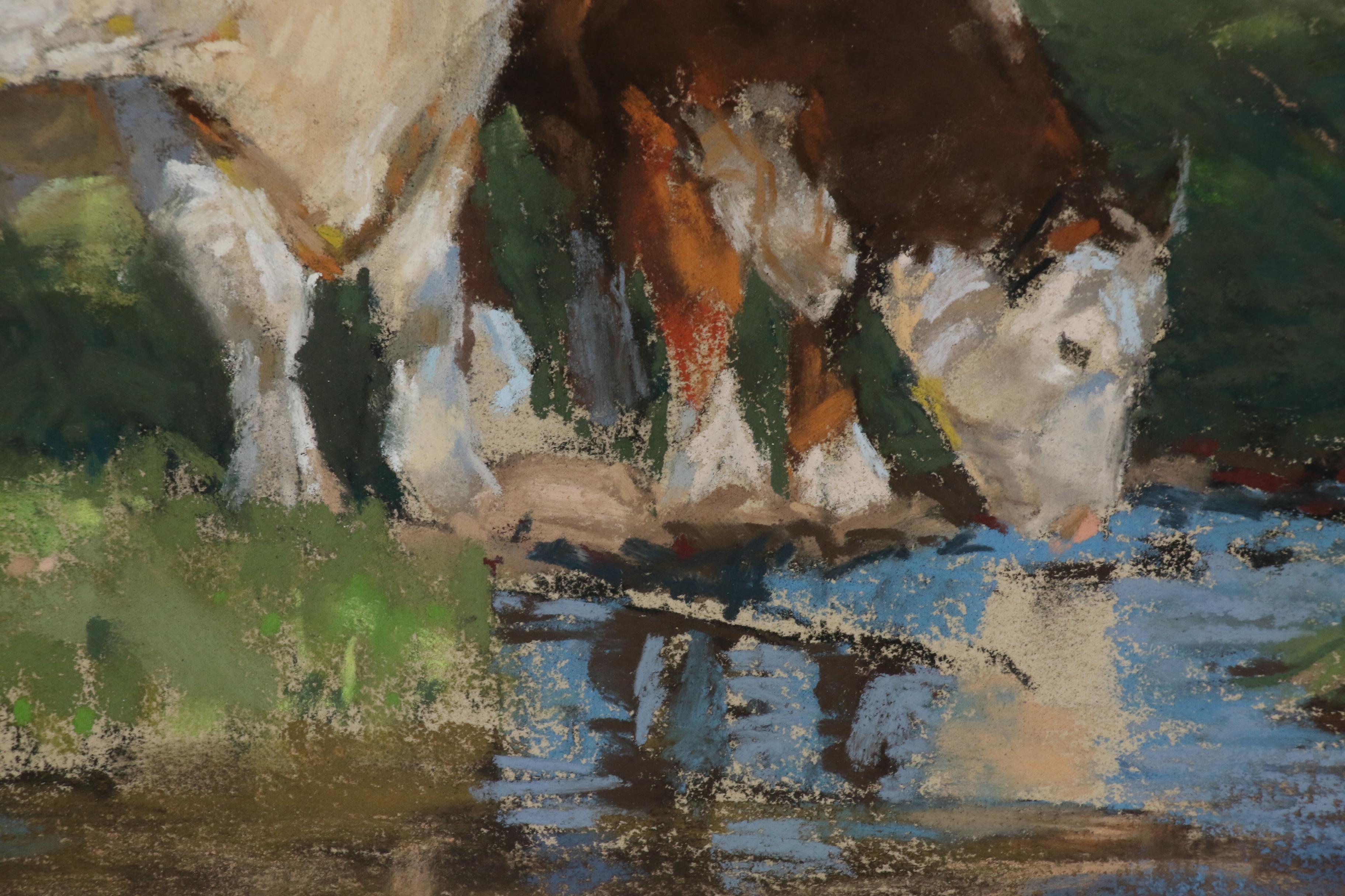 Skip Whitcomb Pastel Drawing of Cows | EBTH