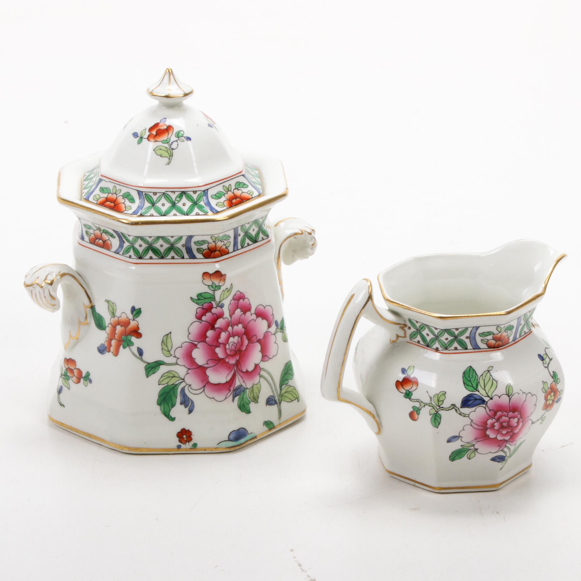 F. Winkle & Co. Whieldon Ware "Canton" Porcelain Creamer and Sugar | EBTH